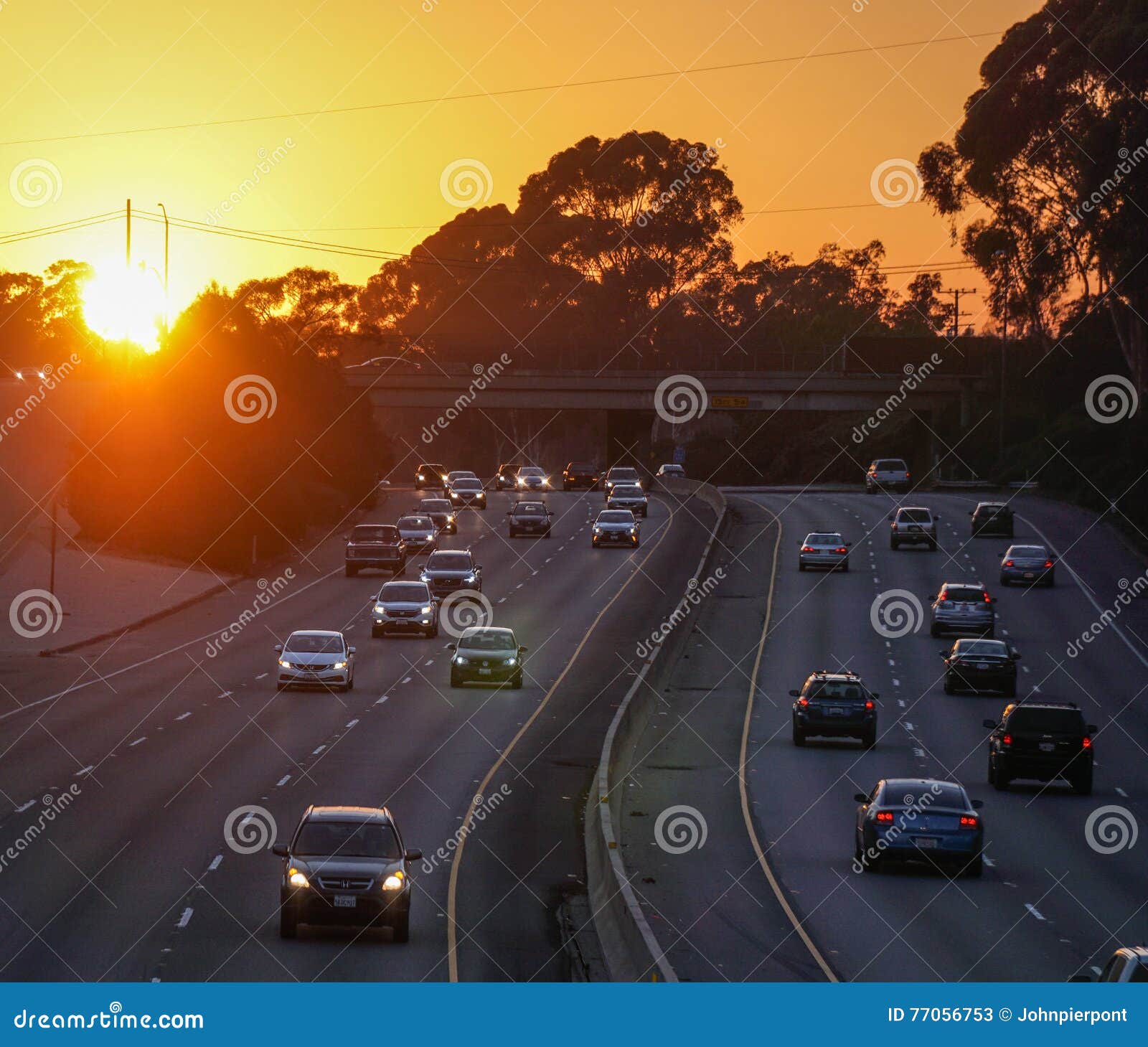 101 freeway sunset editorial stock photo. Image of barbara - 77056753