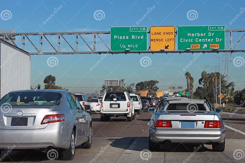 Freeway Traffic stock photo. Image of cars, merge, highway - 12124592