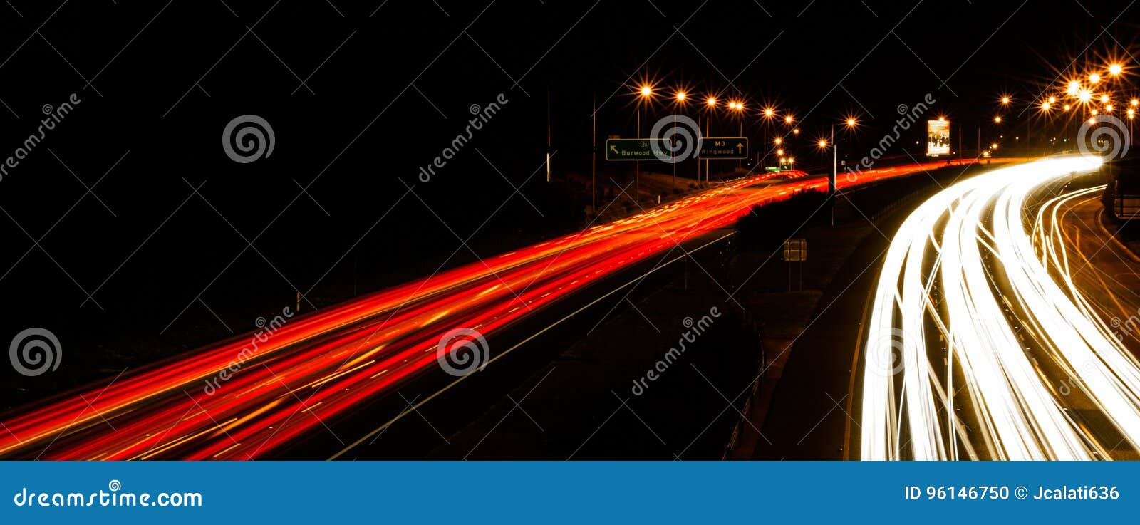 Freeway Traffic Light Trails Heading Home Stock Photo - Image of lights ...