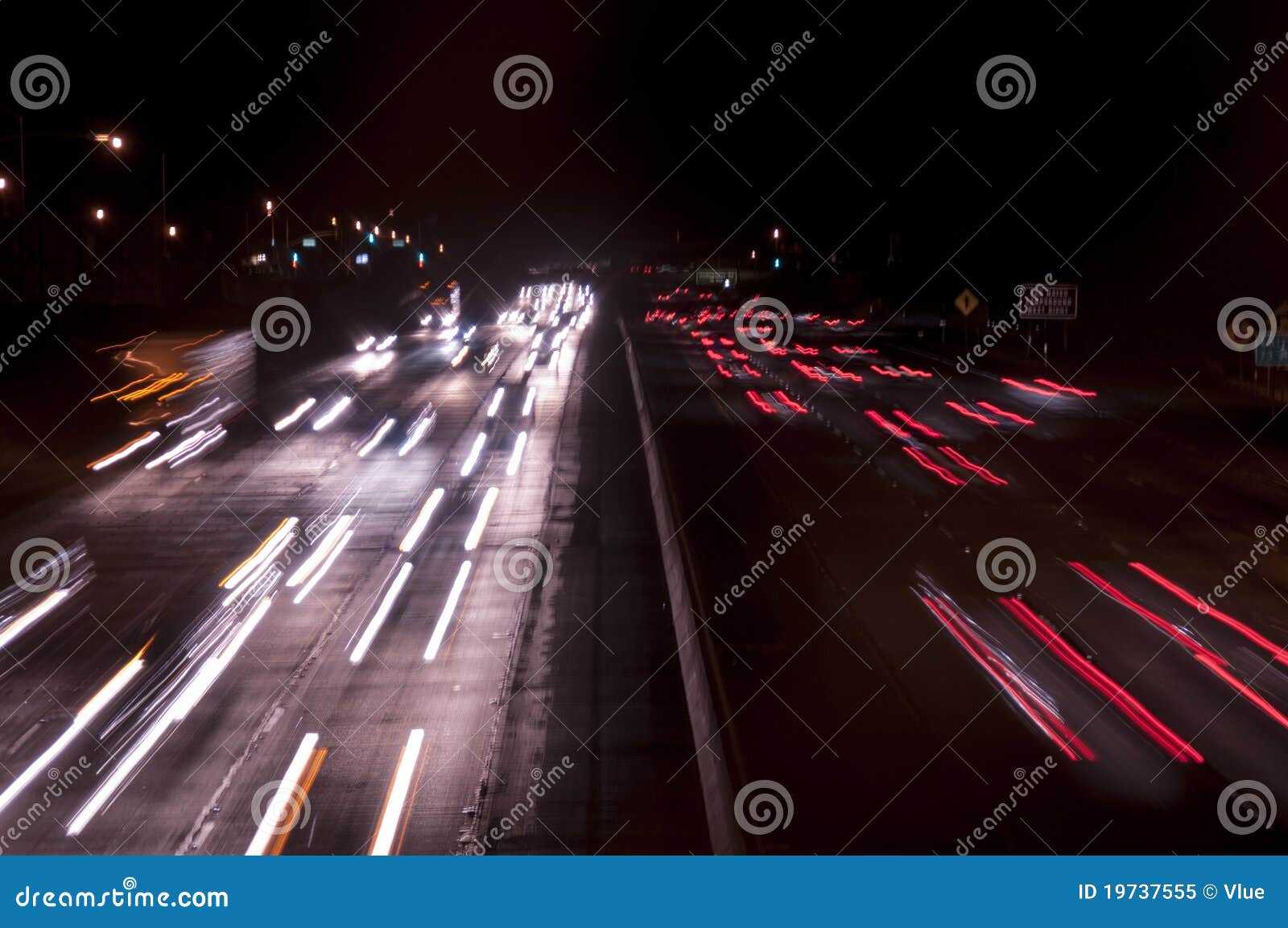 Freeway traffic at night stock image. Image of motion - 19737555