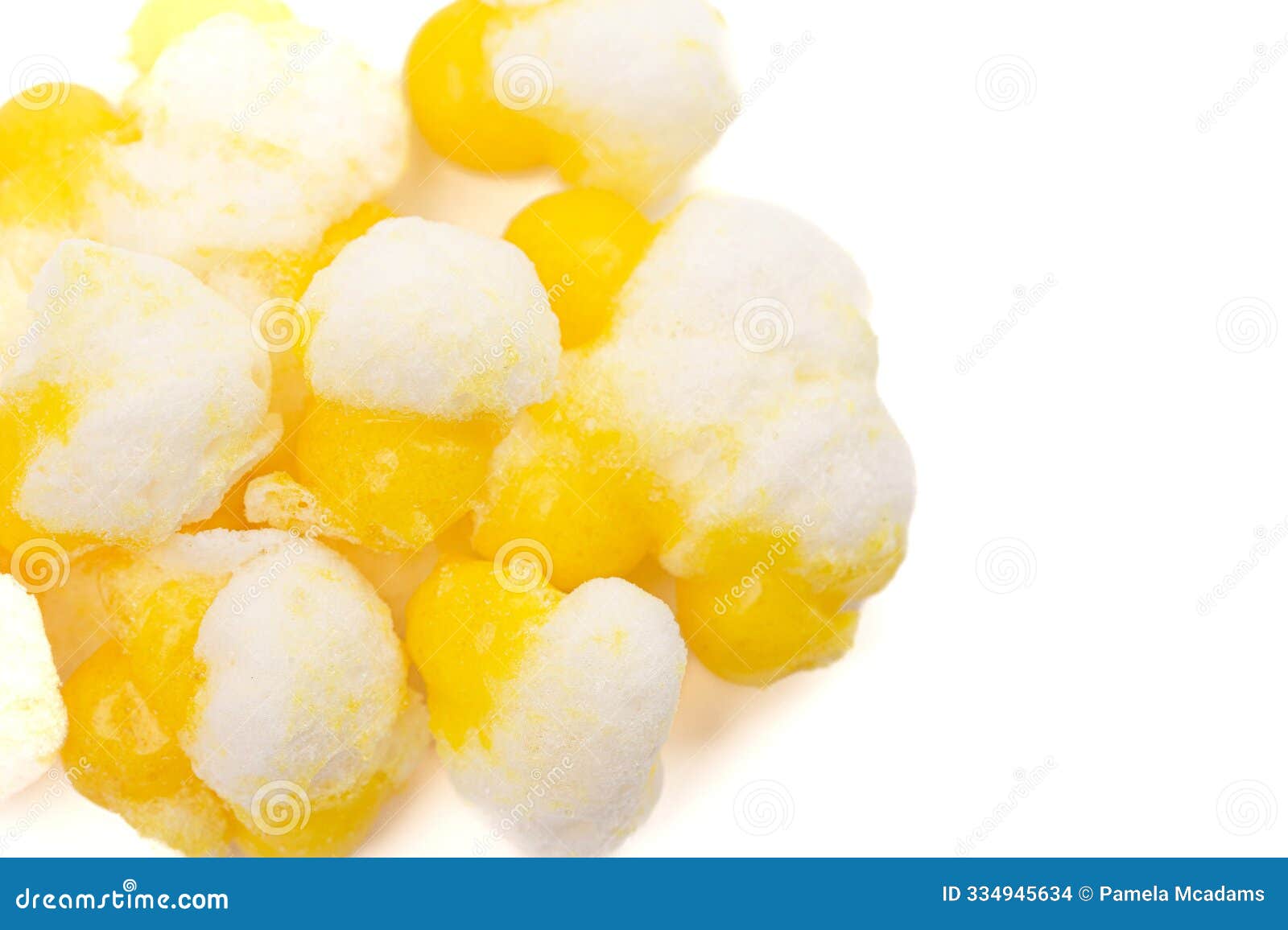 Freeze Dried Lemon Flavored Candy Isolated on a White Background Stock ...