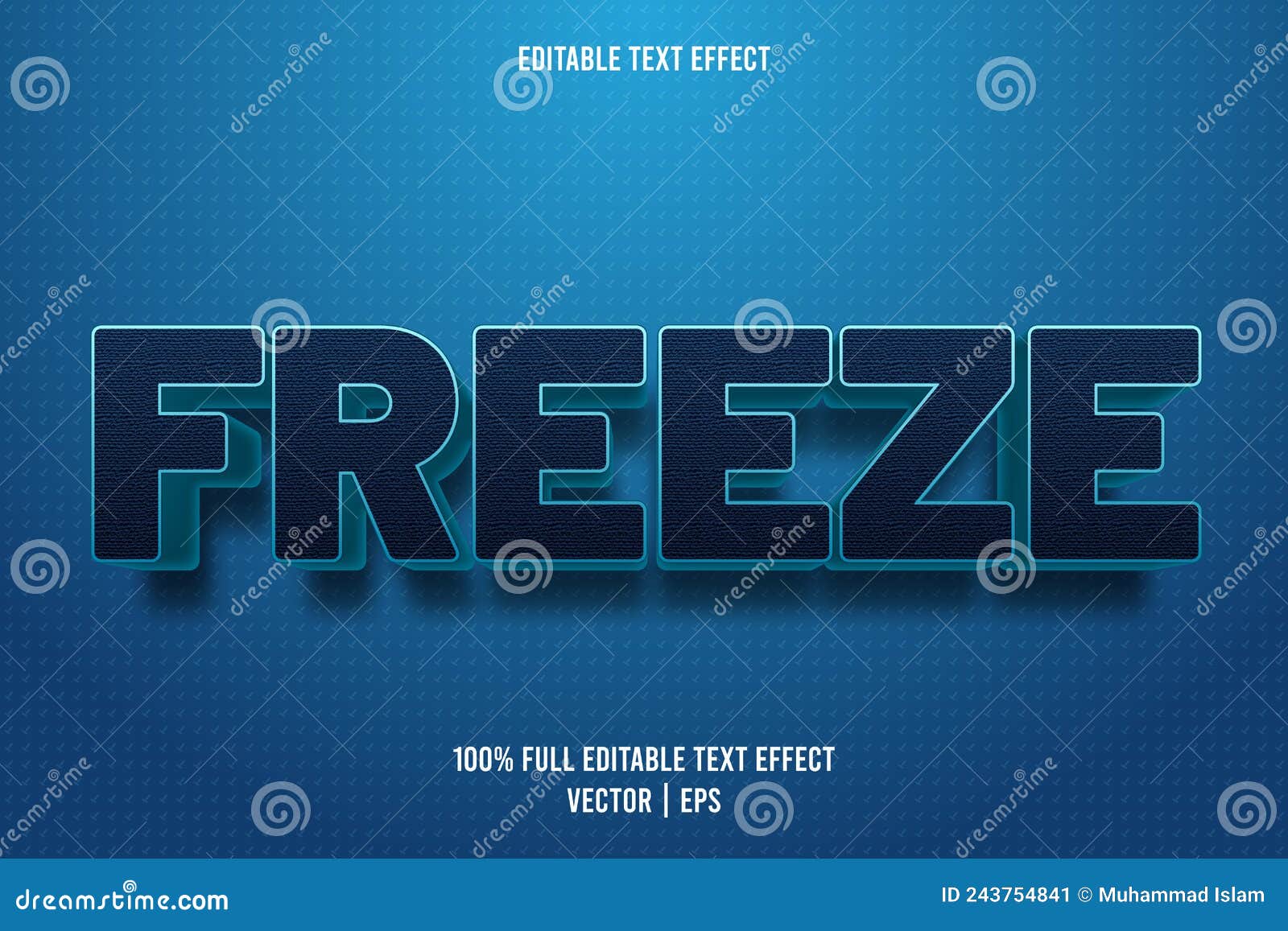 Freeze Editable Text Effect Embossed Cartoon Style Stock Vector ...