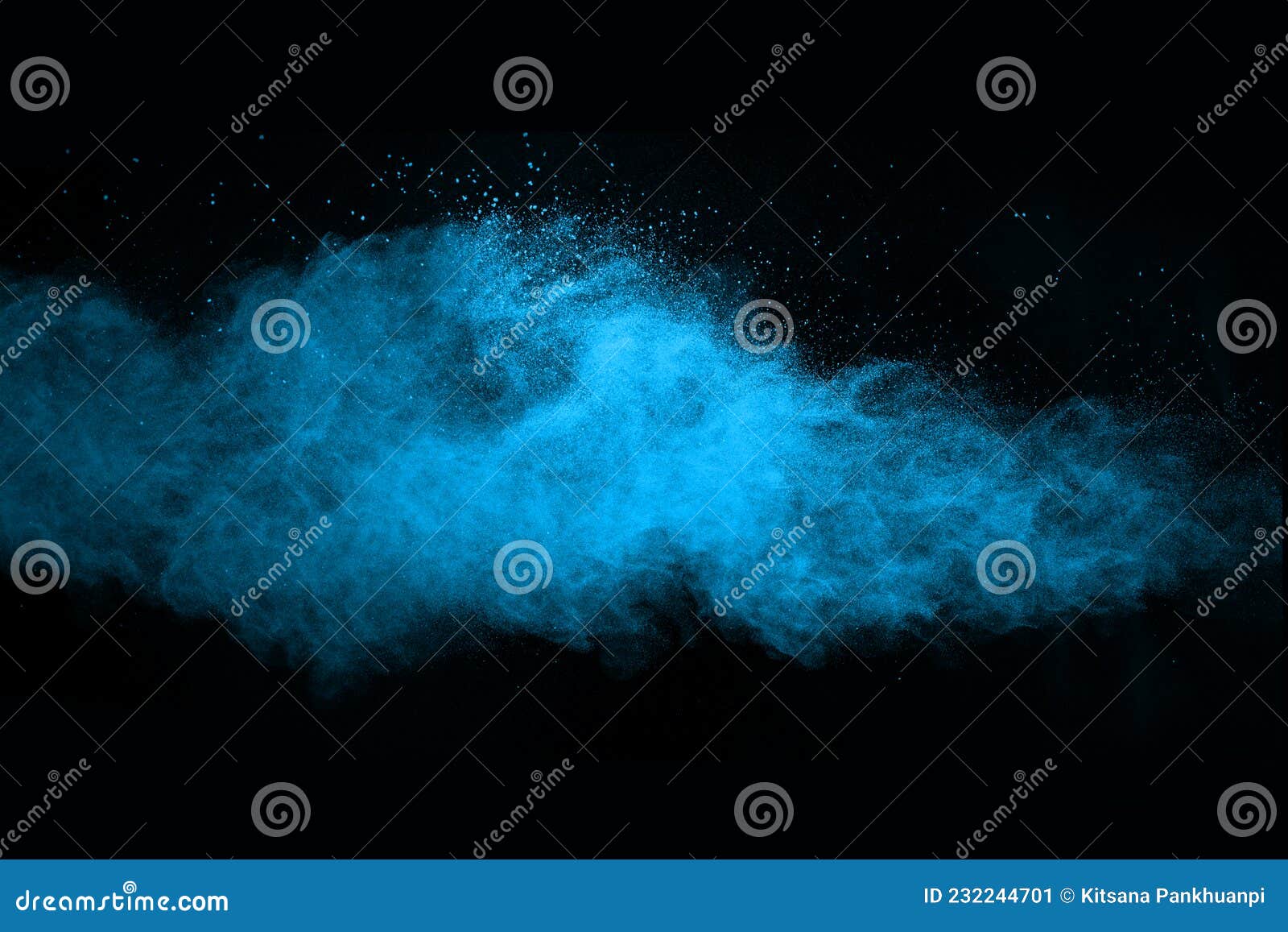 Blue Color Powder Explosion on Black Background. Stock Image - Image of ...