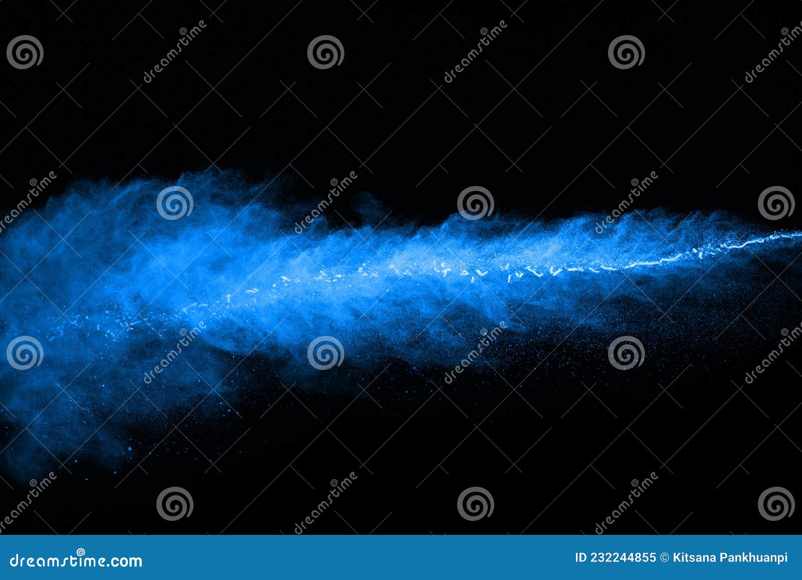 Blue Color Powder Explosion on Black Background. Stock Image - Image of ...
