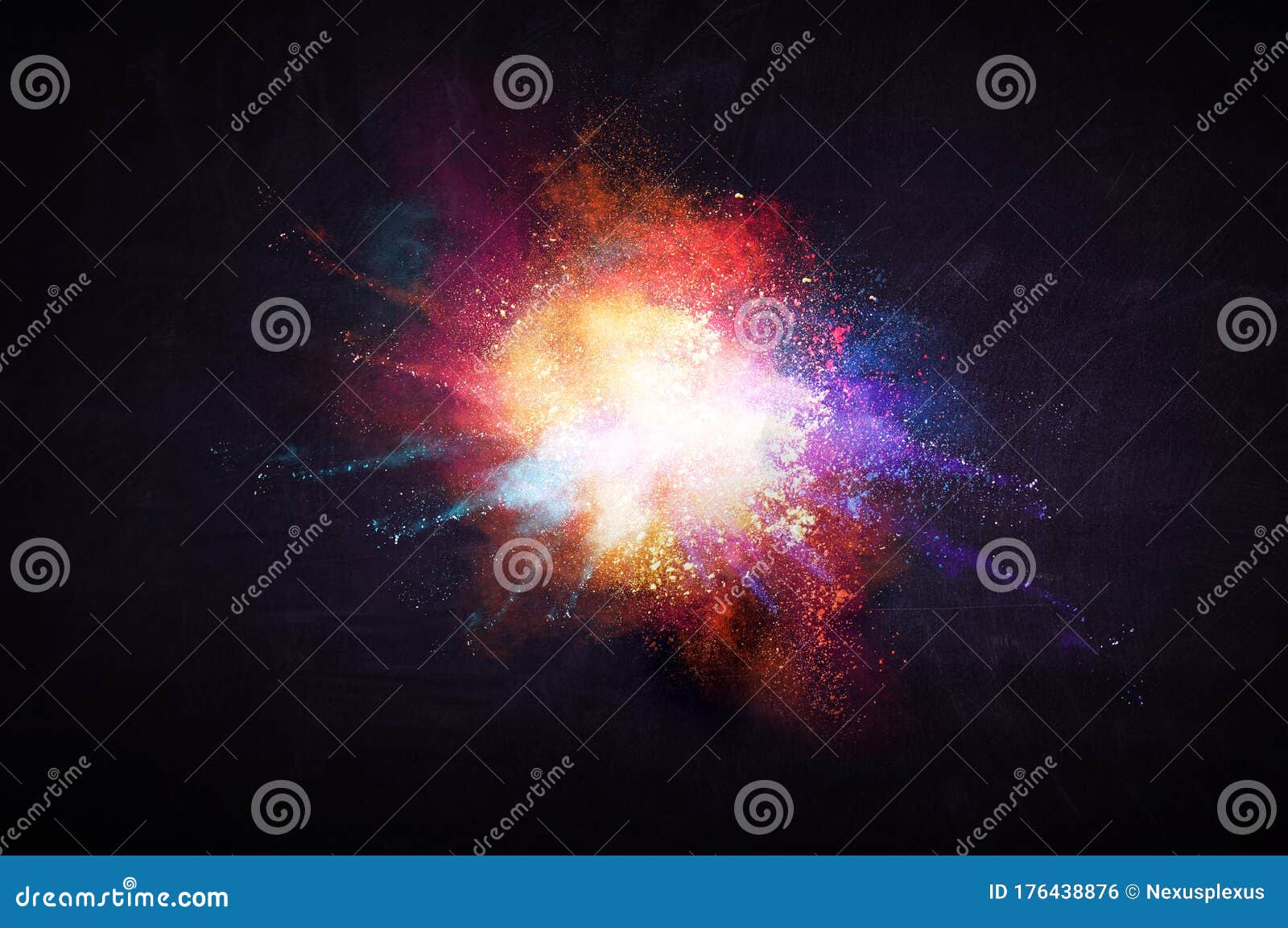 Freeze Motion of Color Powder Exploding on Black Background. Stock ...