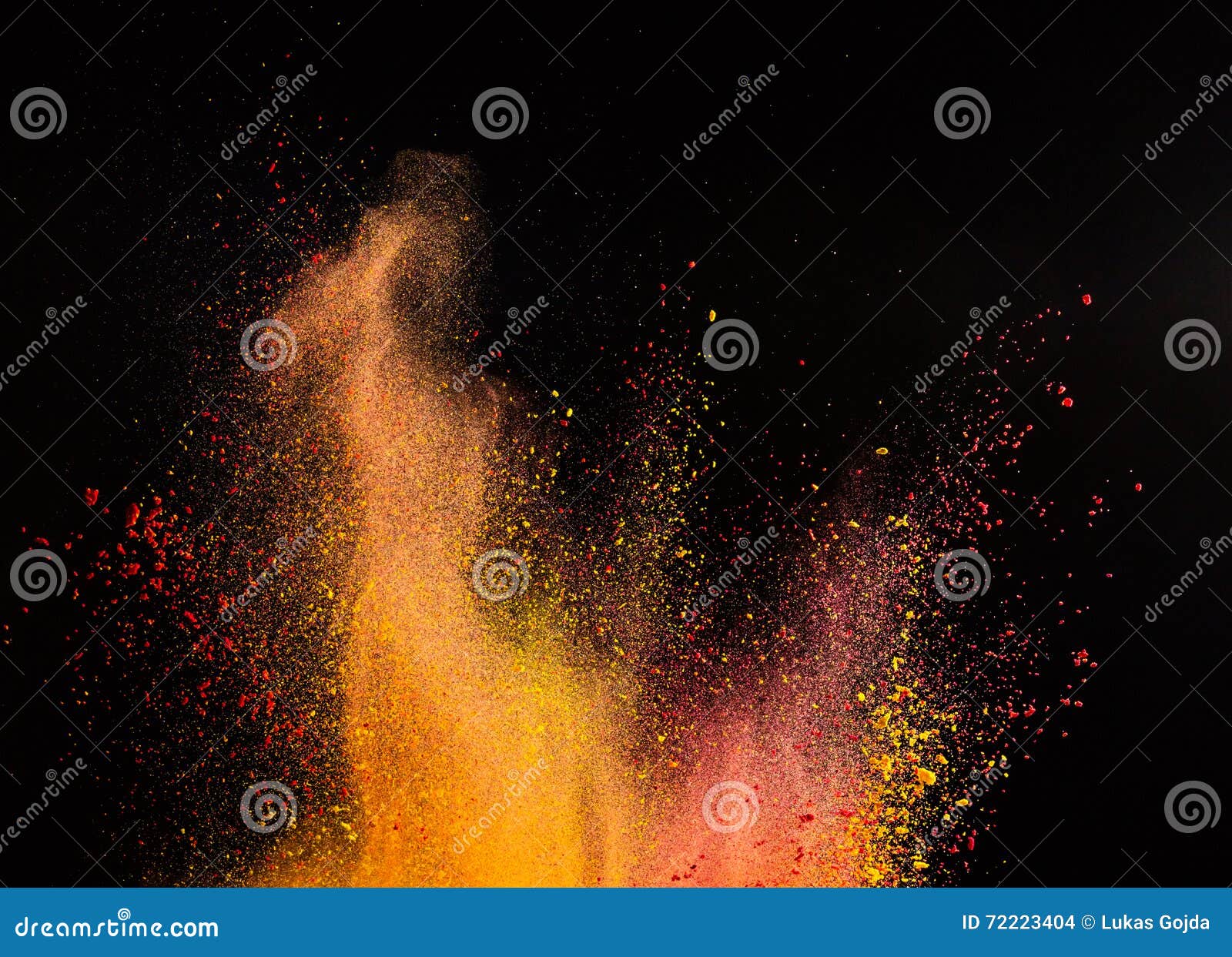 Freeze Motion of Colored Dust Explosion. Stock Photo - Image of clouds ...