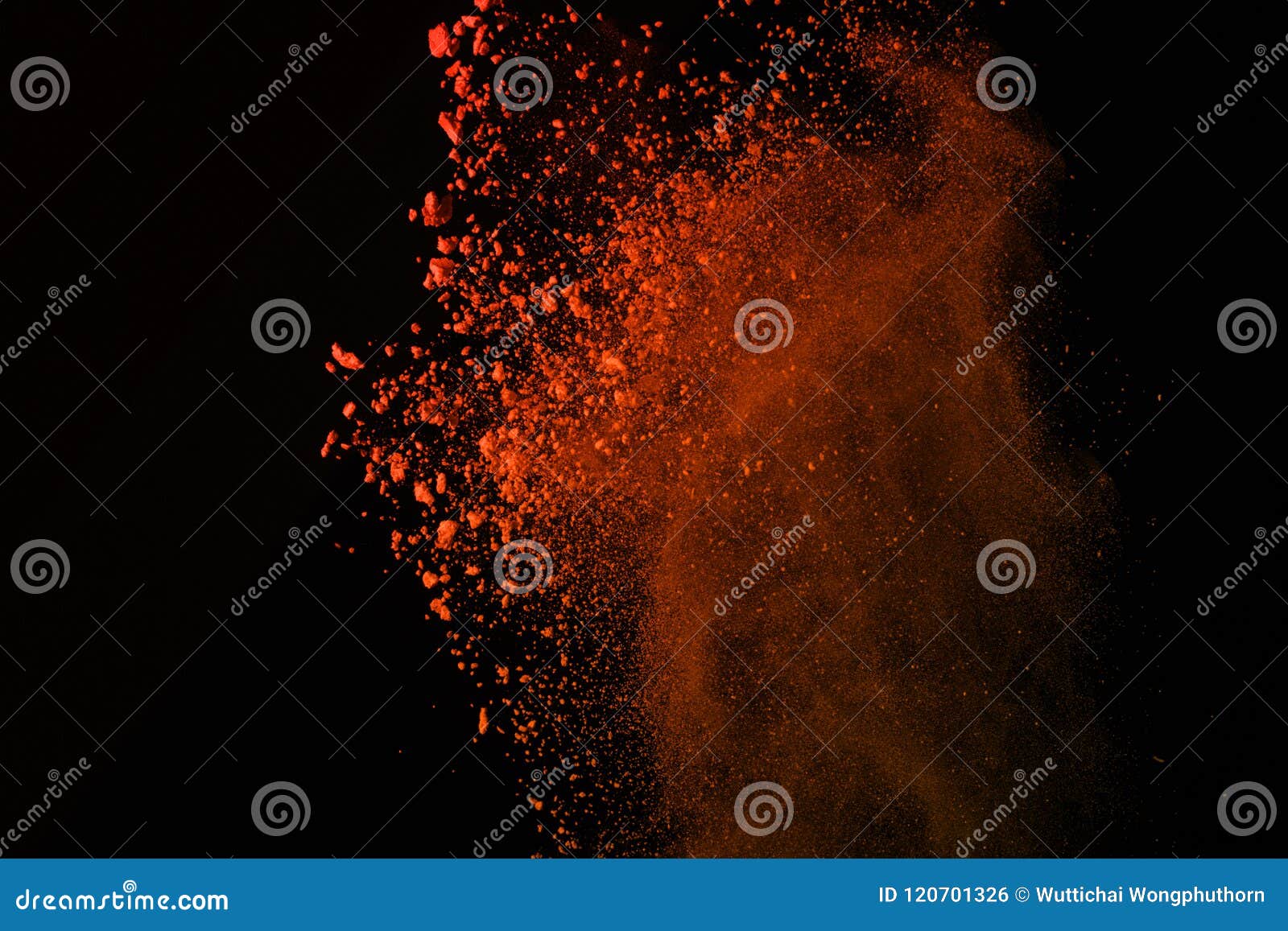 Freeze Motion of Colored Powder Explosions Isolated on Black Background ...