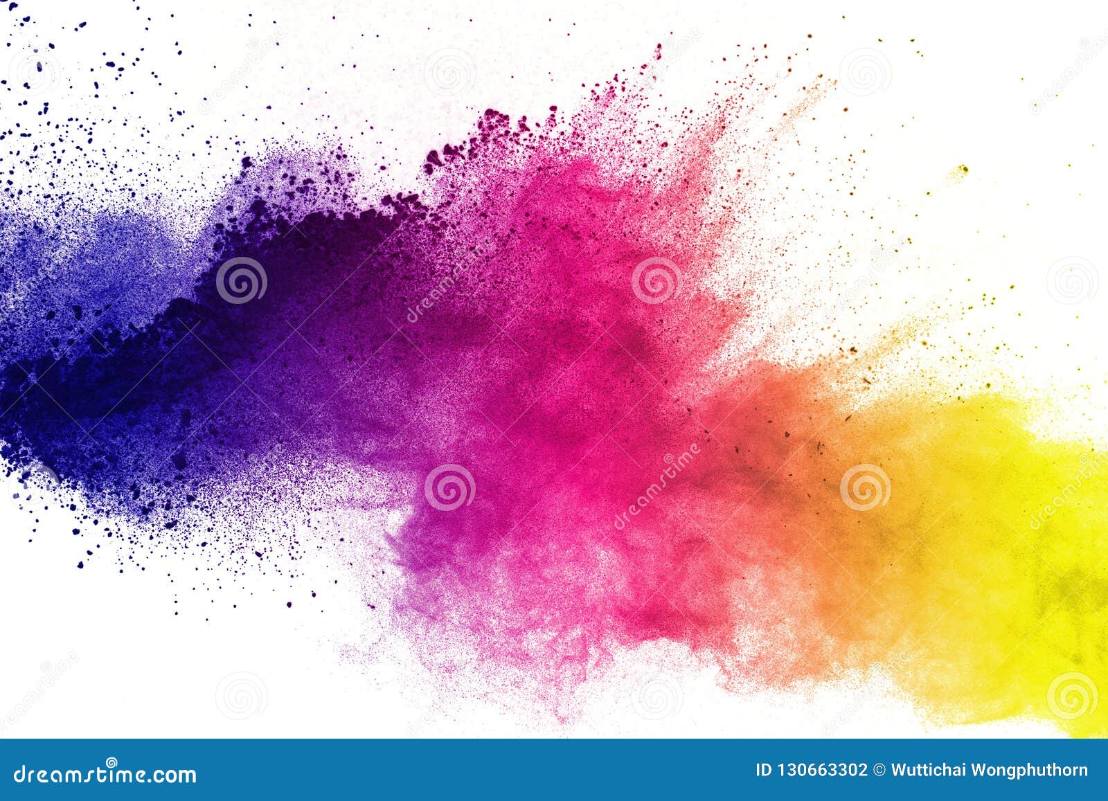 Freeze Motion of Colored Powder Explosions Isolated on White Bac Stock ...