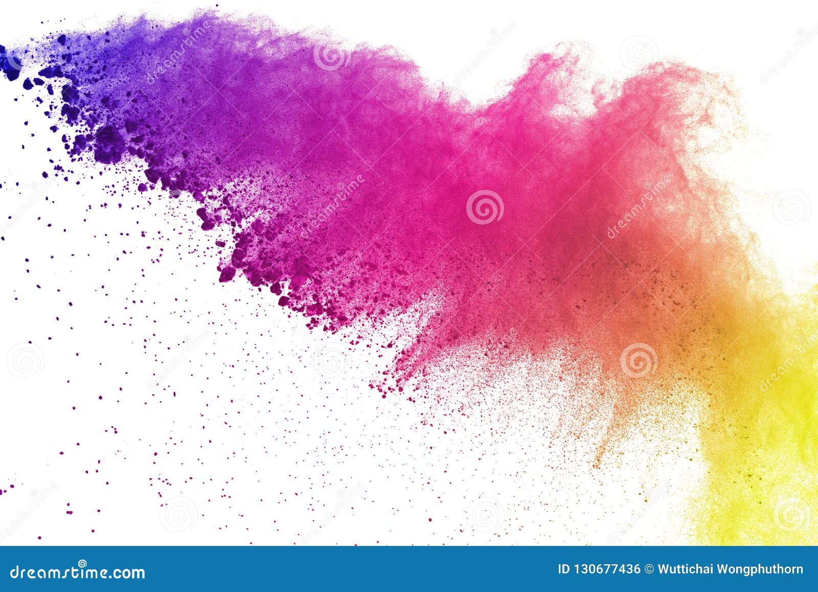 Freeze Motion of Colored Powder Explosions Isolated on White Background ...
