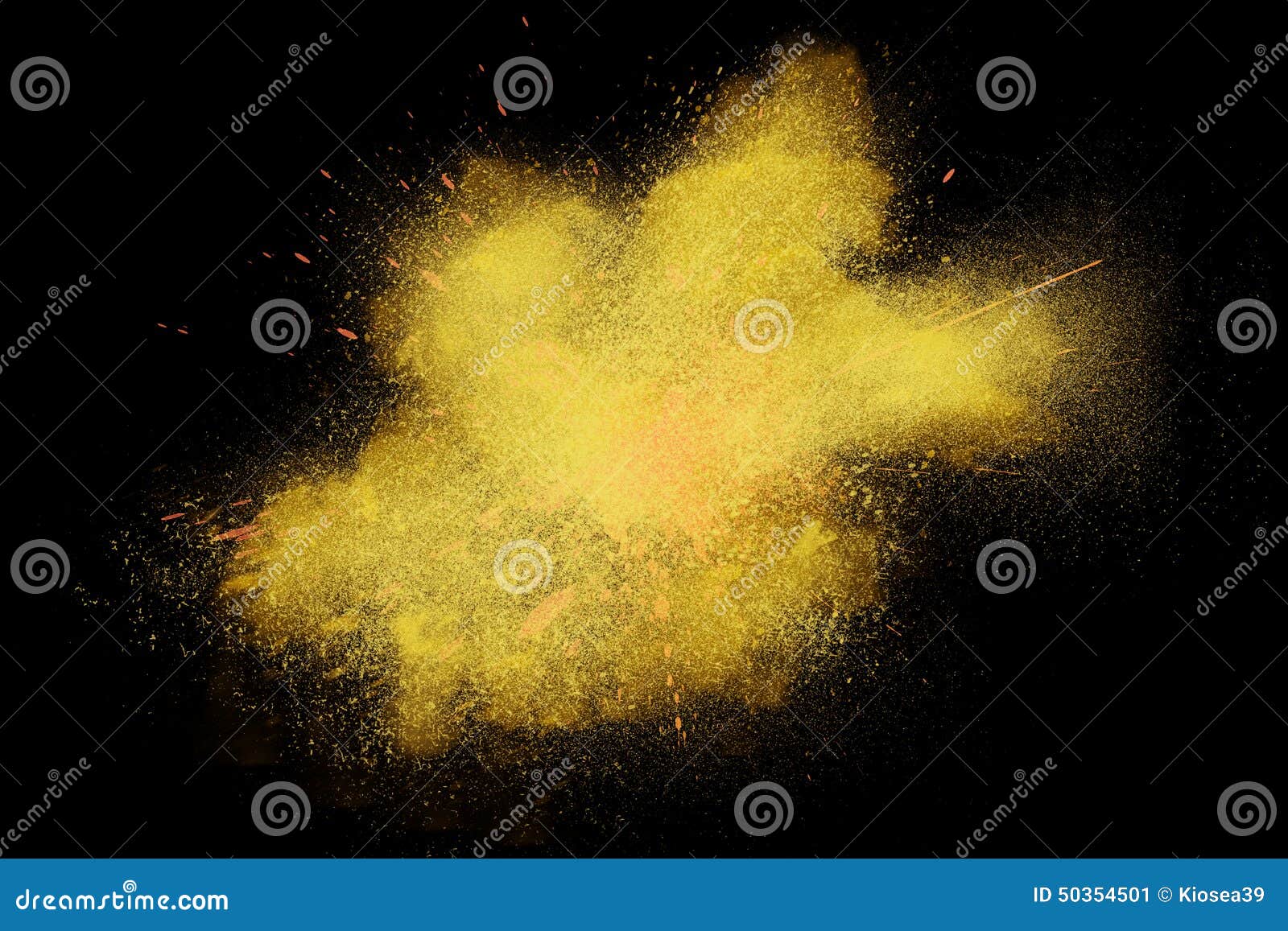 Freeze Motion of Colorful Yellow Powder Exploding Stock Image - Image ...