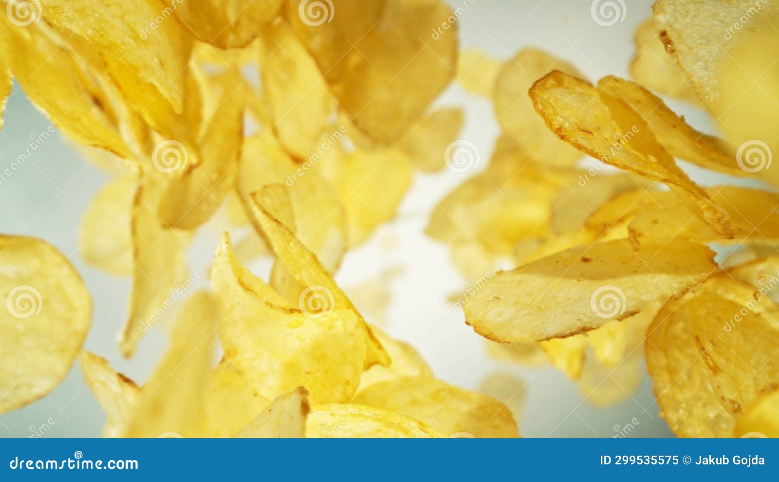 Freeze Motion of Falling Fried Potatoes Chips Stock Image - Image of ...