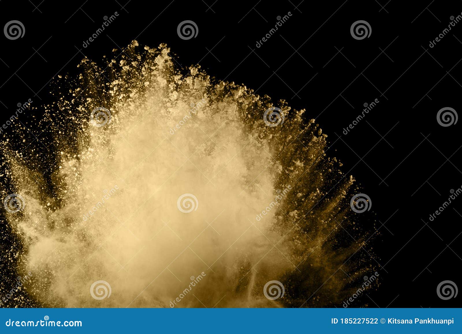 Golden Powder Explosion on Black Background. Stock Photo - Image of ...