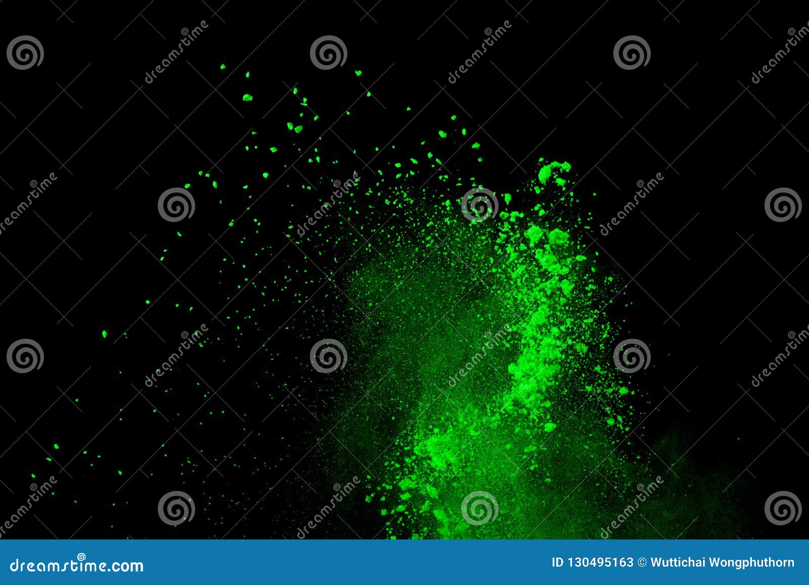 Freeze Motion of Green Powder Exploding/throwing Green Dust Stock Image ...