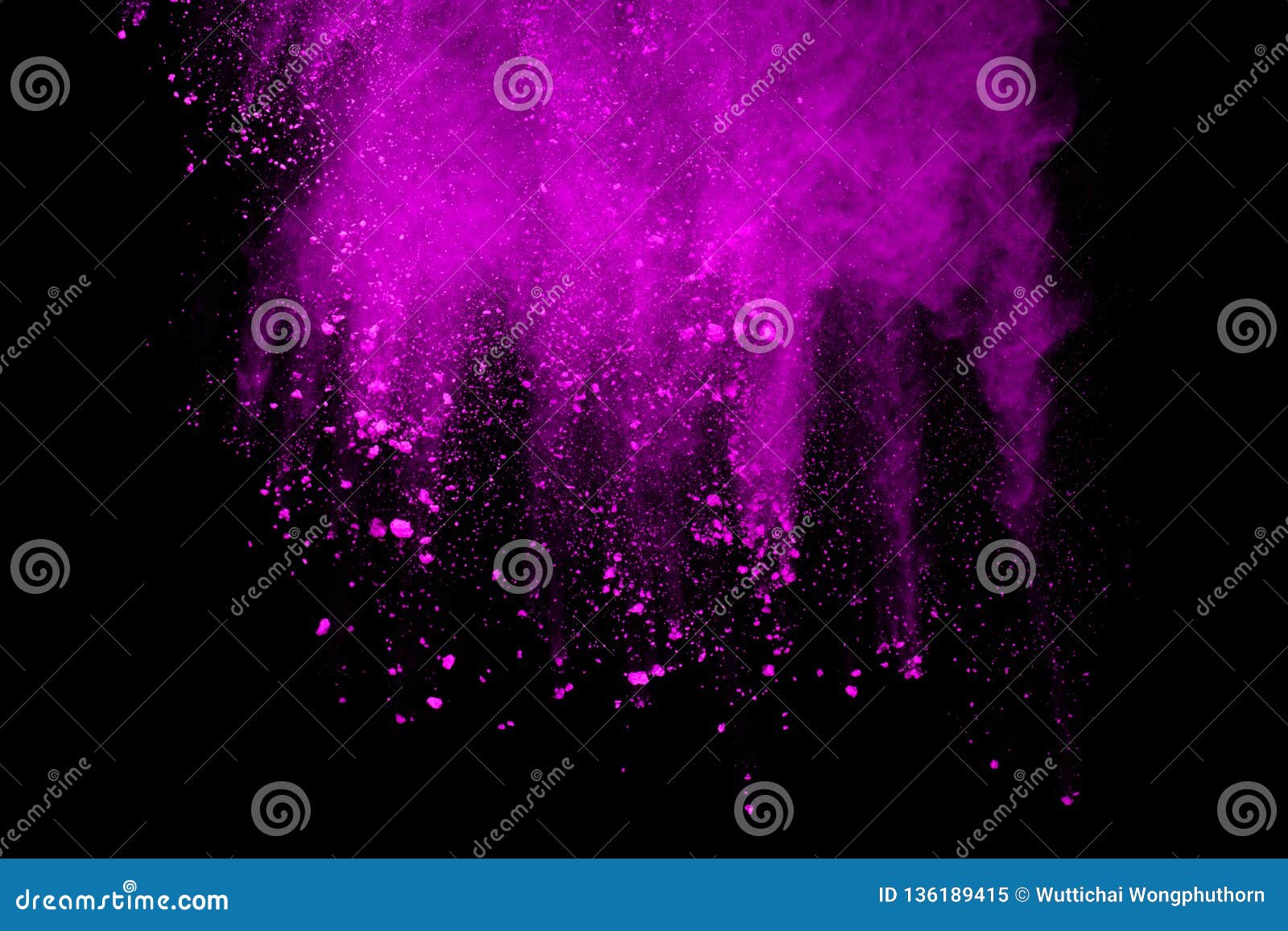 Freeze Motion of Purple Powder Exploding on Black Background. Stock ...