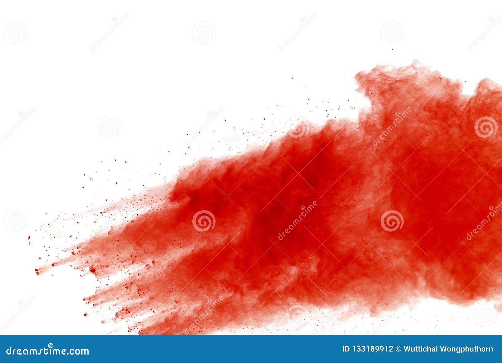Freeze Motion of Red Powder Exploding, Isolated on White Background ...
