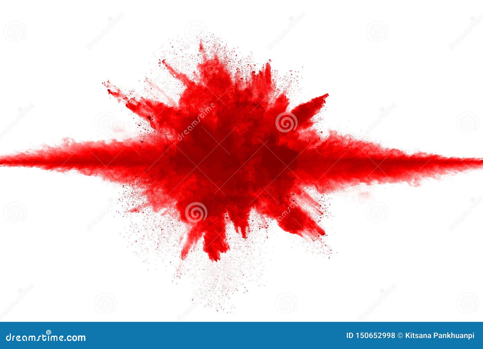Freeze Motion of Red Powder Exploding, Isolated on White Background ...