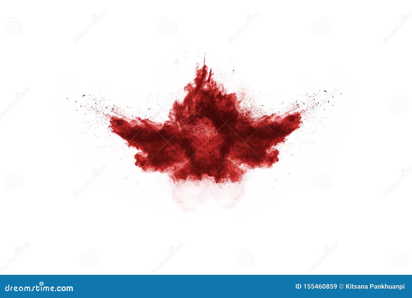 Freeze Motion of Red Powder Exploding, Isolated on White Background ...