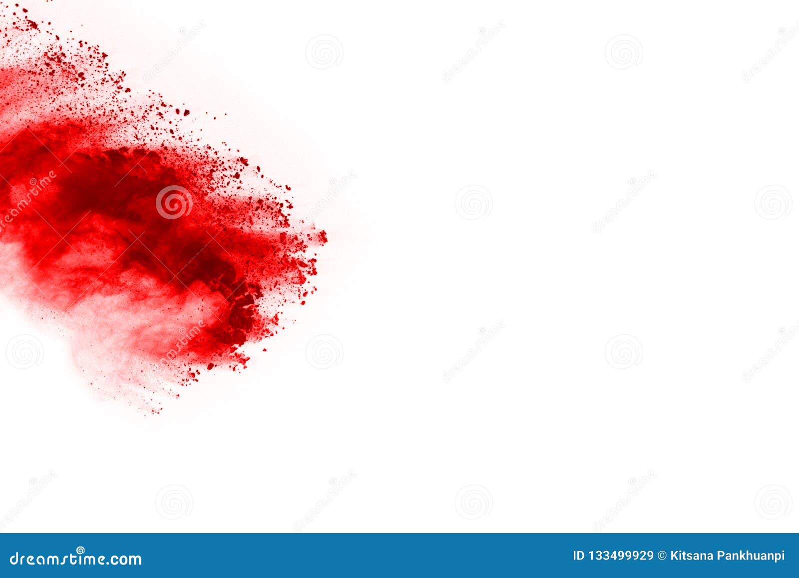Freeze Motion of Red Powder Exploding, Isolated on White Background ...