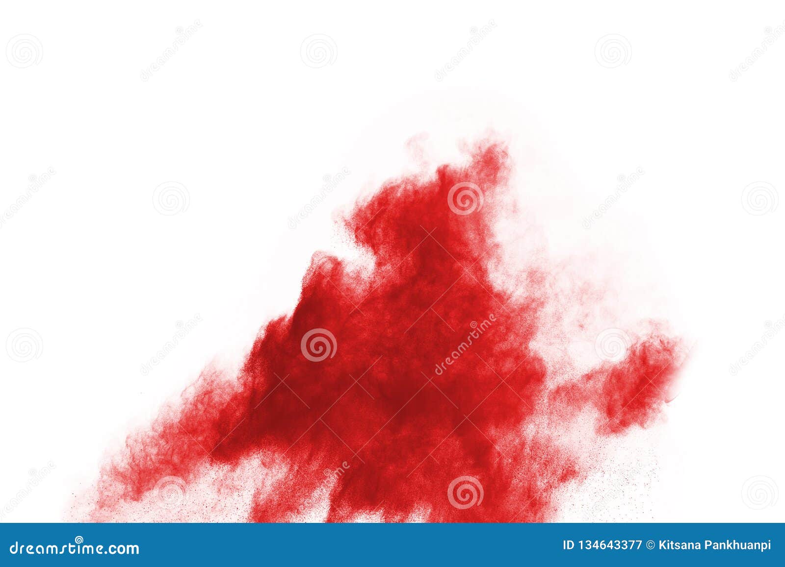 Freeze Motion of Red Powder Exploding, Isolated on White Background ...