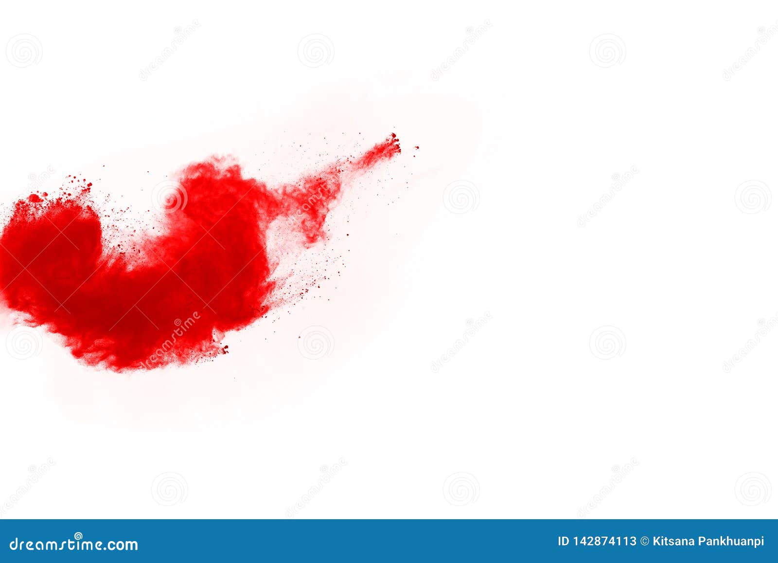 Freeze Motion of Red Powder Exploding, Isolated on White Background ...