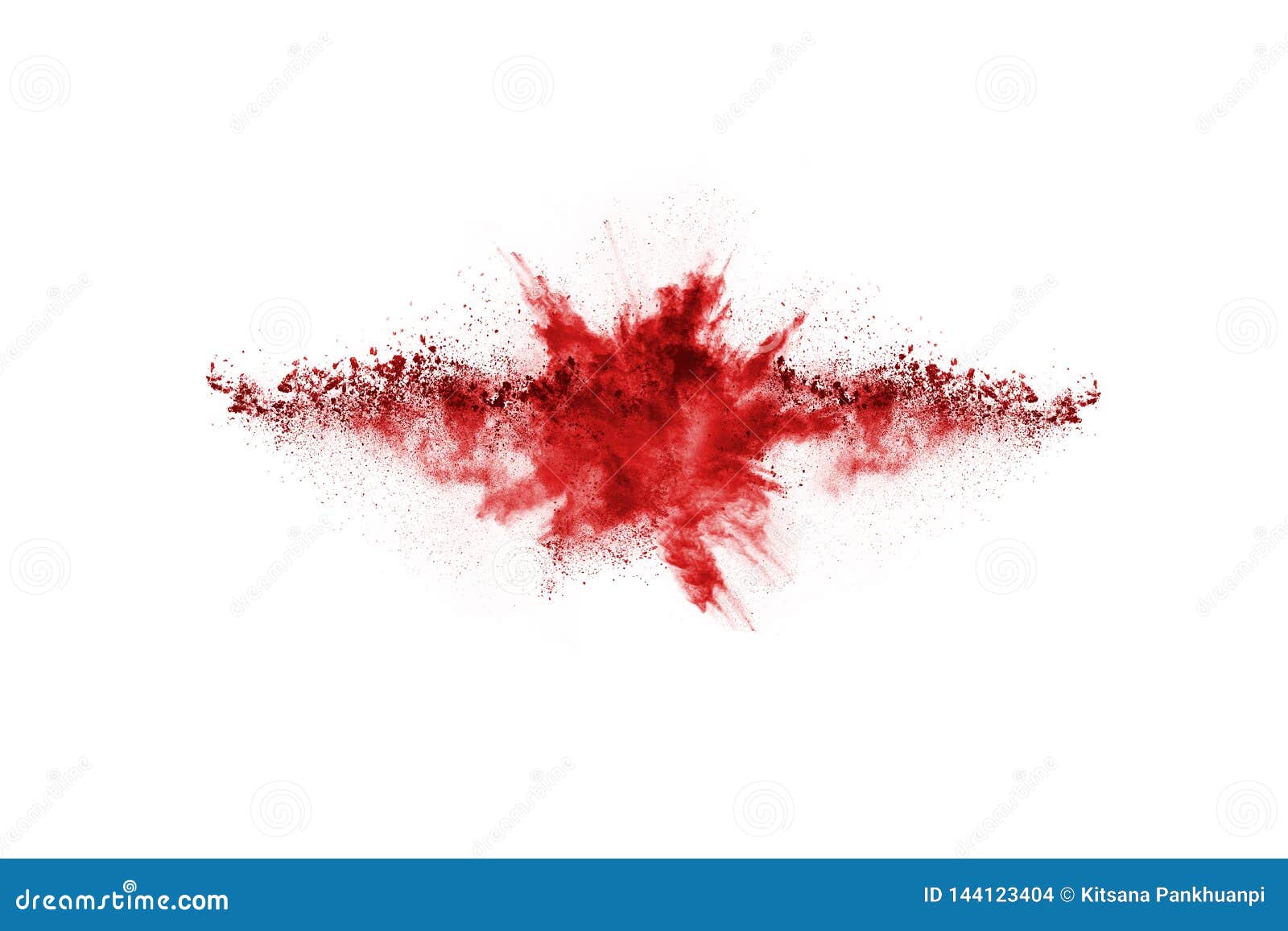 Freeze Motion of Red Powder Exploding, Isolated on White Background ...