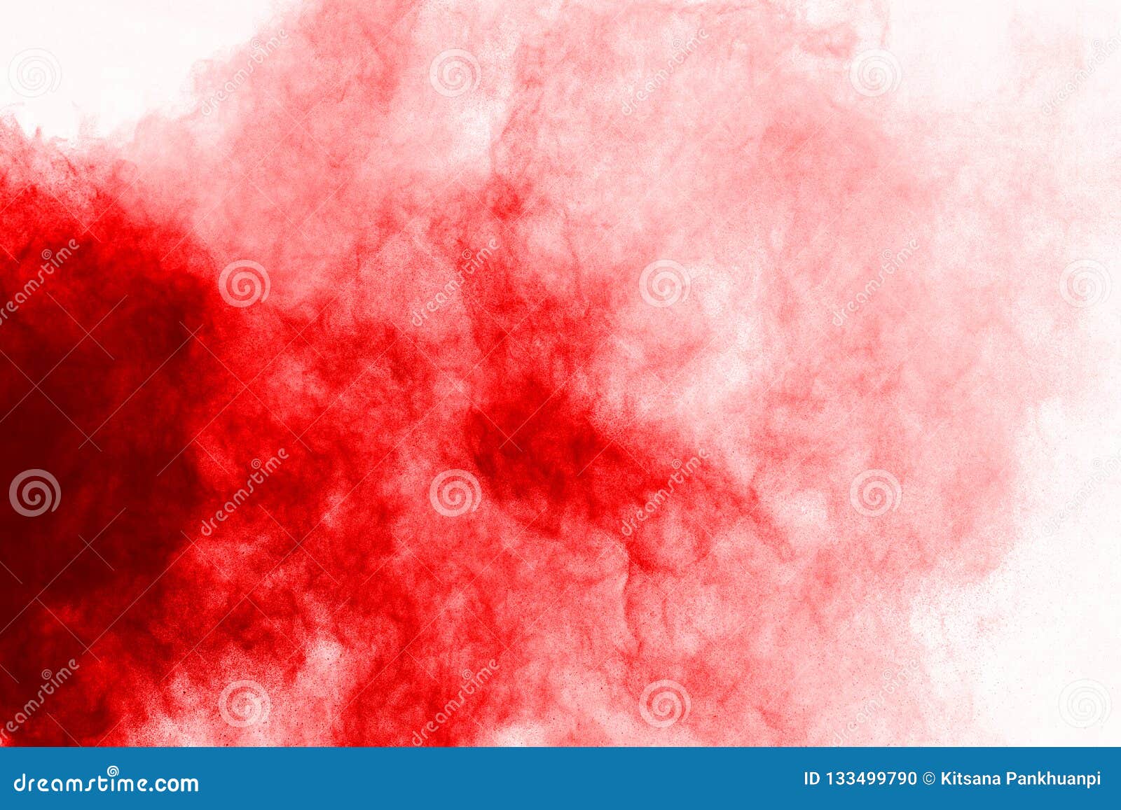 Freeze Motion of Red Powder Exploding, Isolated on White Background ...
