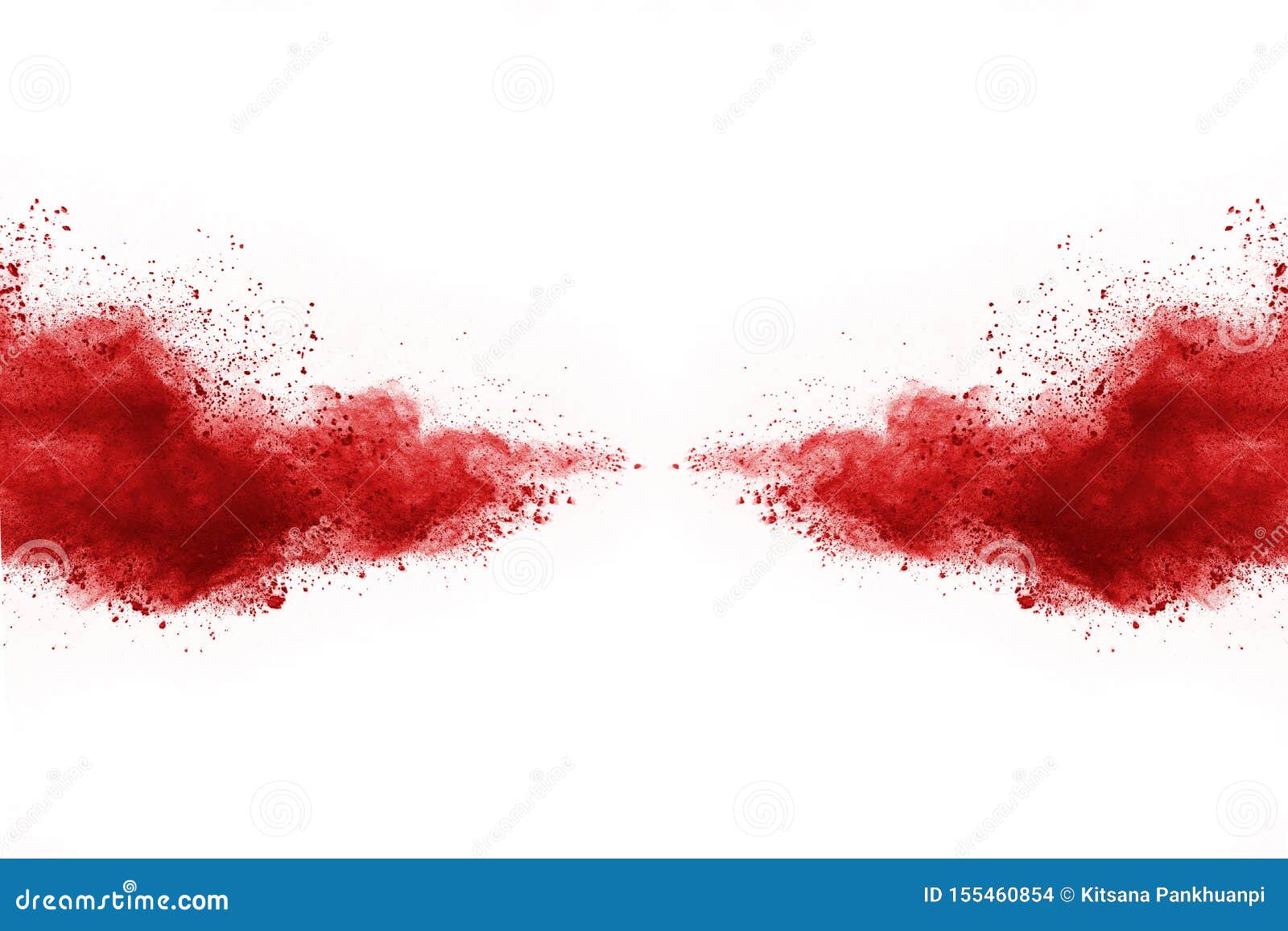 Freeze Motion of Red Powder Exploding, Isolated on White Background ...
