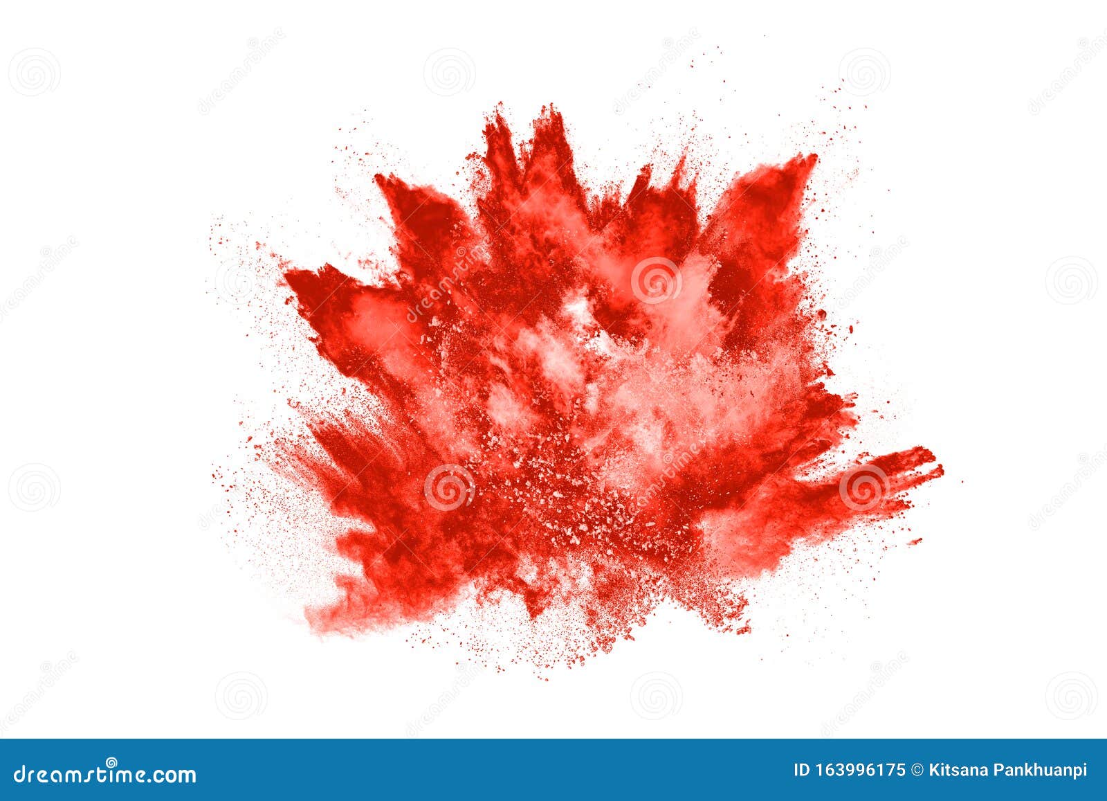 Freeze Motion of Red Powder Exploding, Isolated on White Background ...