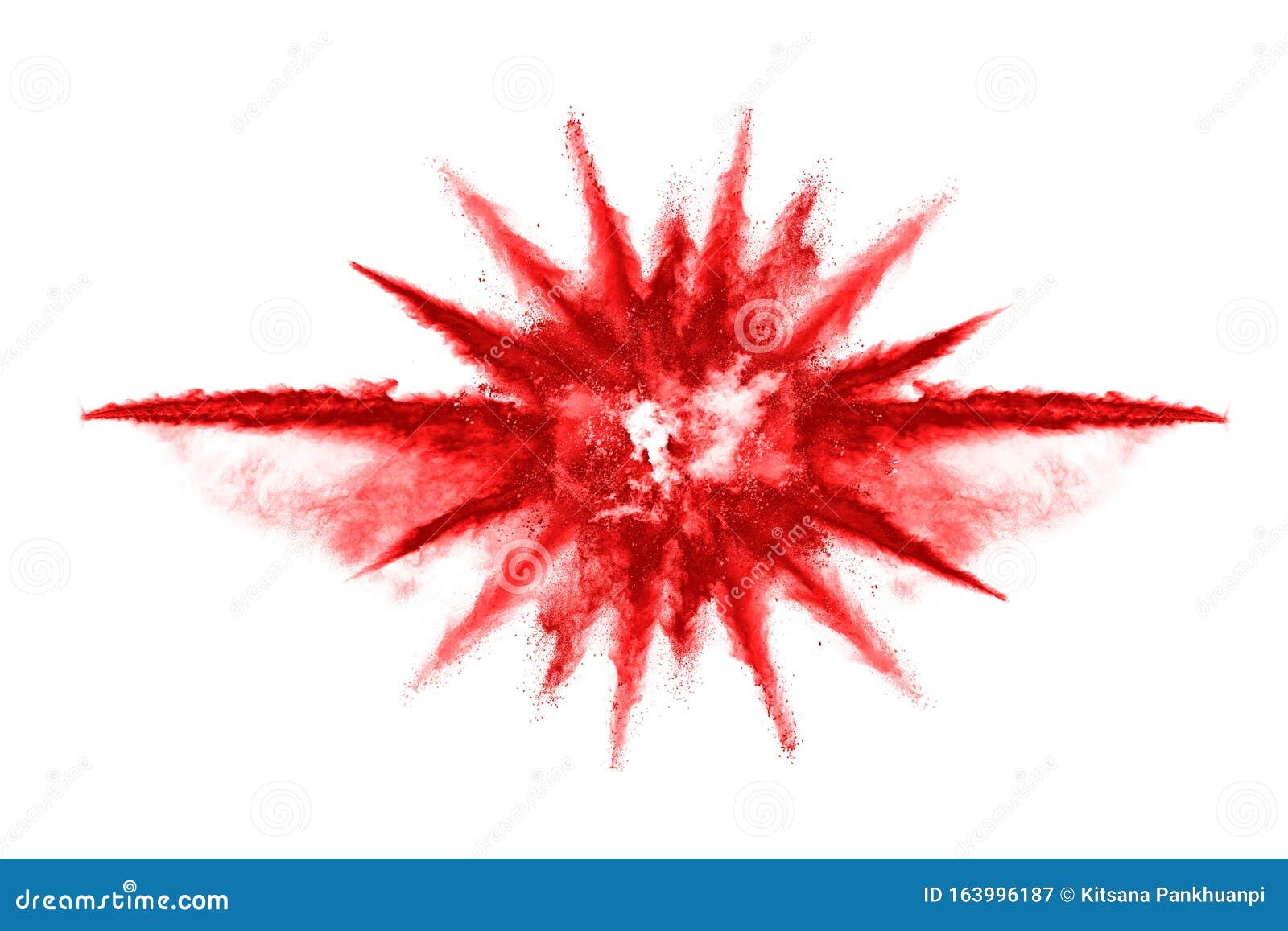 Freeze Motion of Red Powder Exploding, Isolated on White Background ...