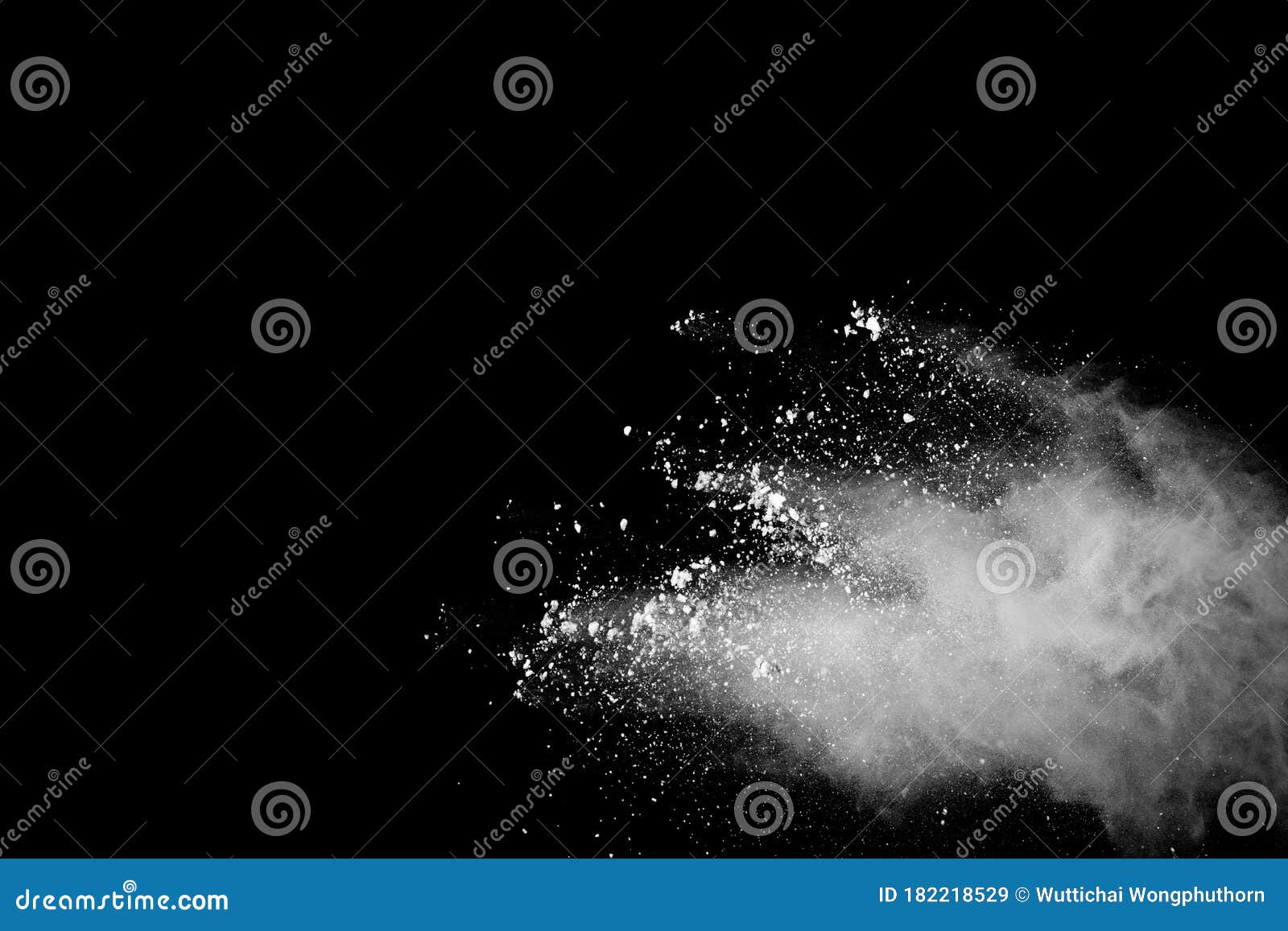 Freeze Motion of White Color Powder Exploding on Black Background Stock ...