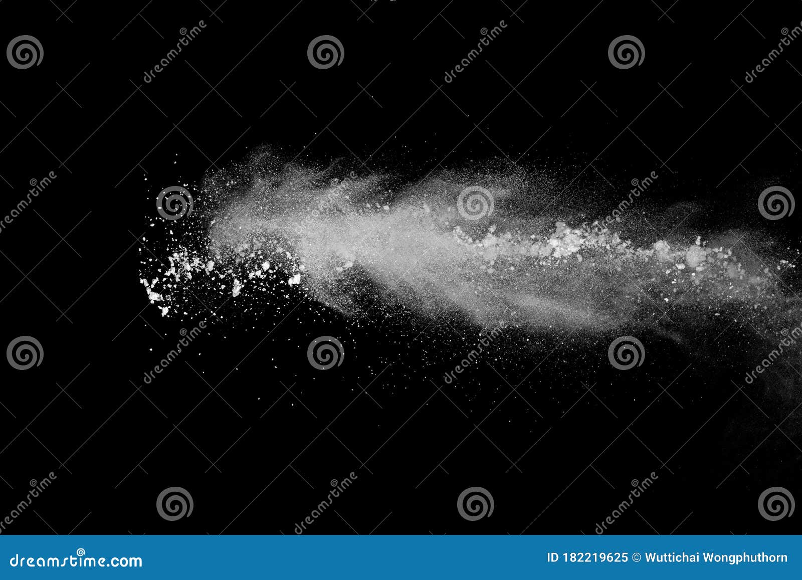 Freeze Motion of White Color Powder Exploding on Black Background Stock ...