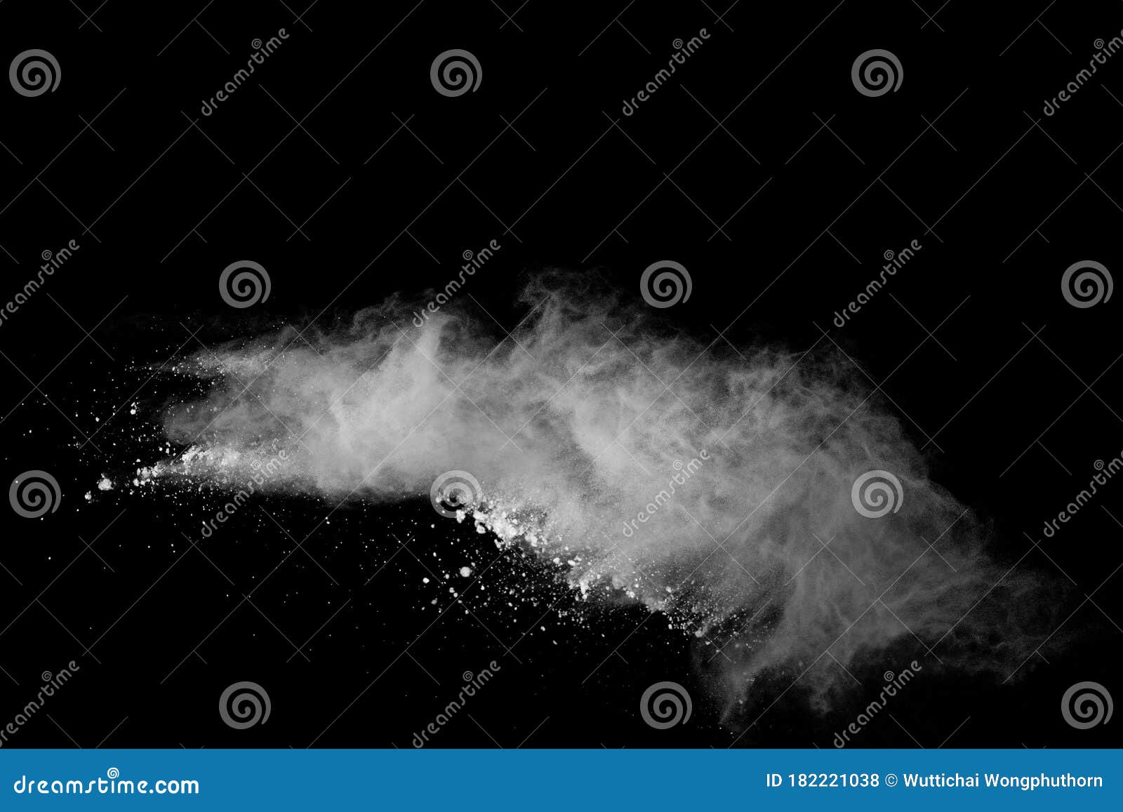Freeze Motion of White Color Powder Exploding on Black Background Stock ...