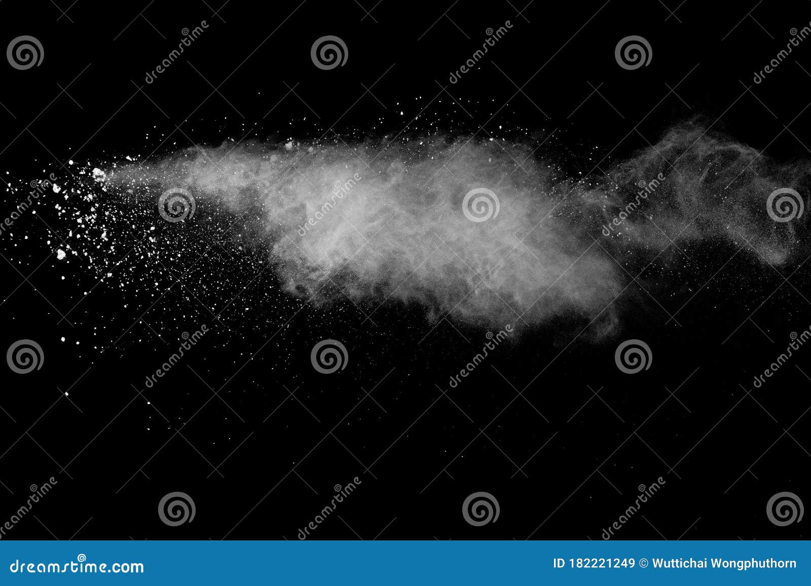 Freeze Motion of White Color Powder Exploding on Black Background Stock ...