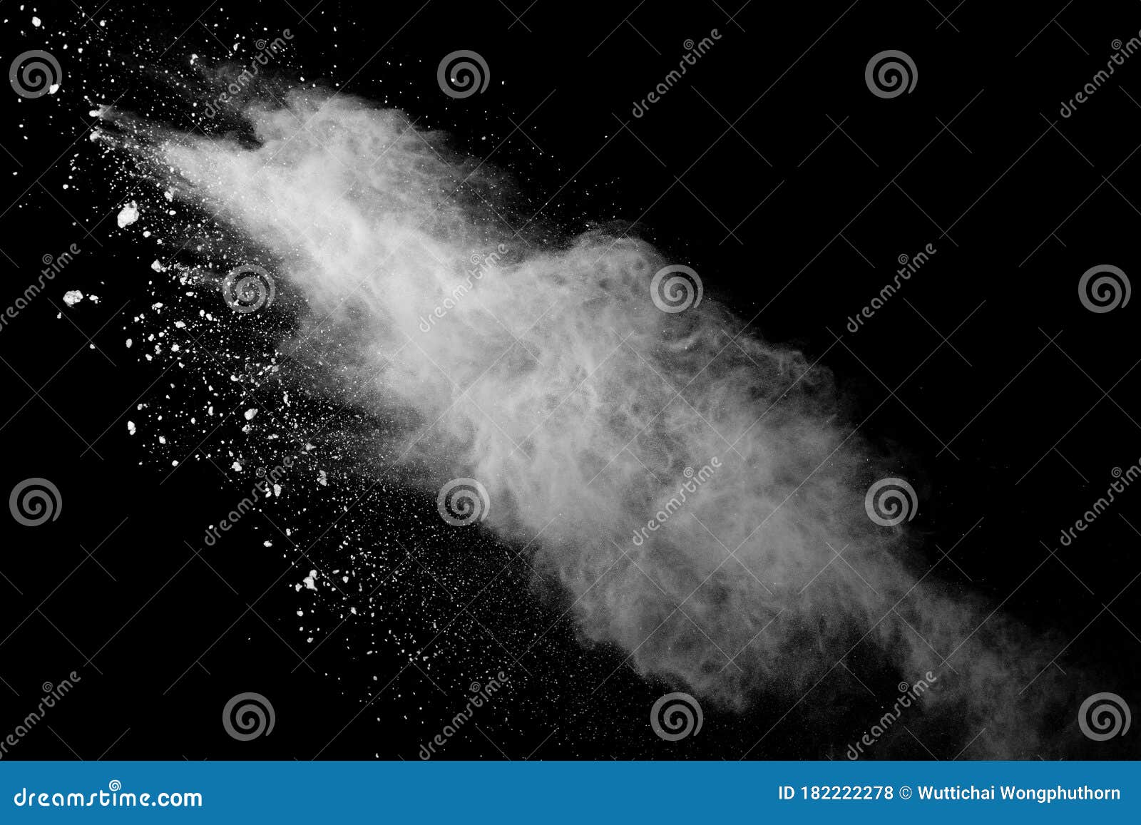 Freeze Motion of White Color Powder Exploding on Black Background Stock ...