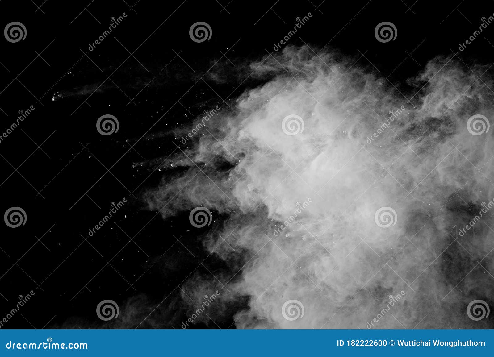 Freeze Motion of White Color Powder Exploding on Black Background Stock ...