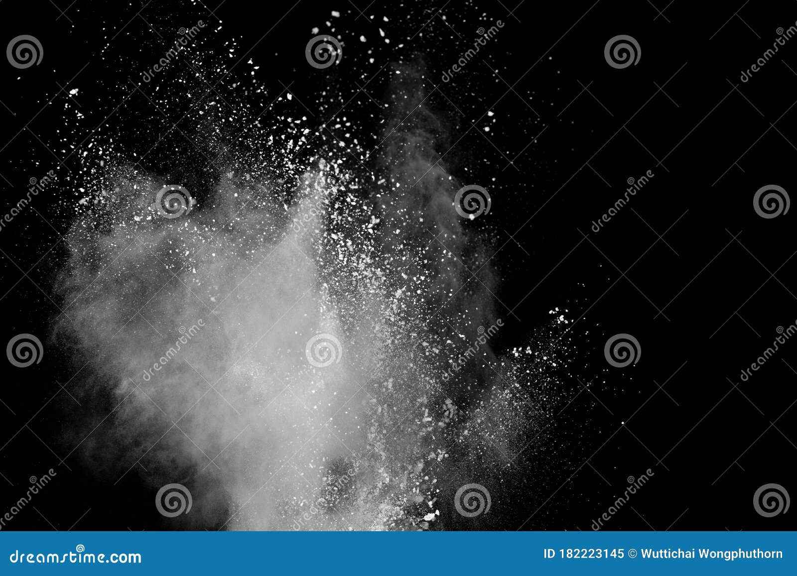 Freeze Motion of White Color Powder Exploding on Black Background Stock ...
