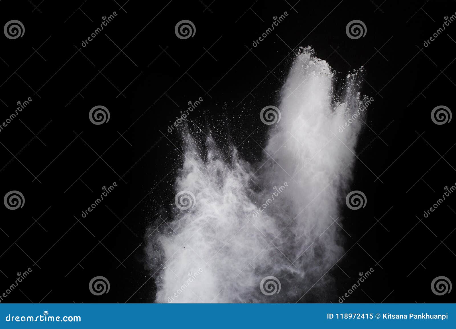 Freeze Motion of White Color Powder Exploding on Black Background ...