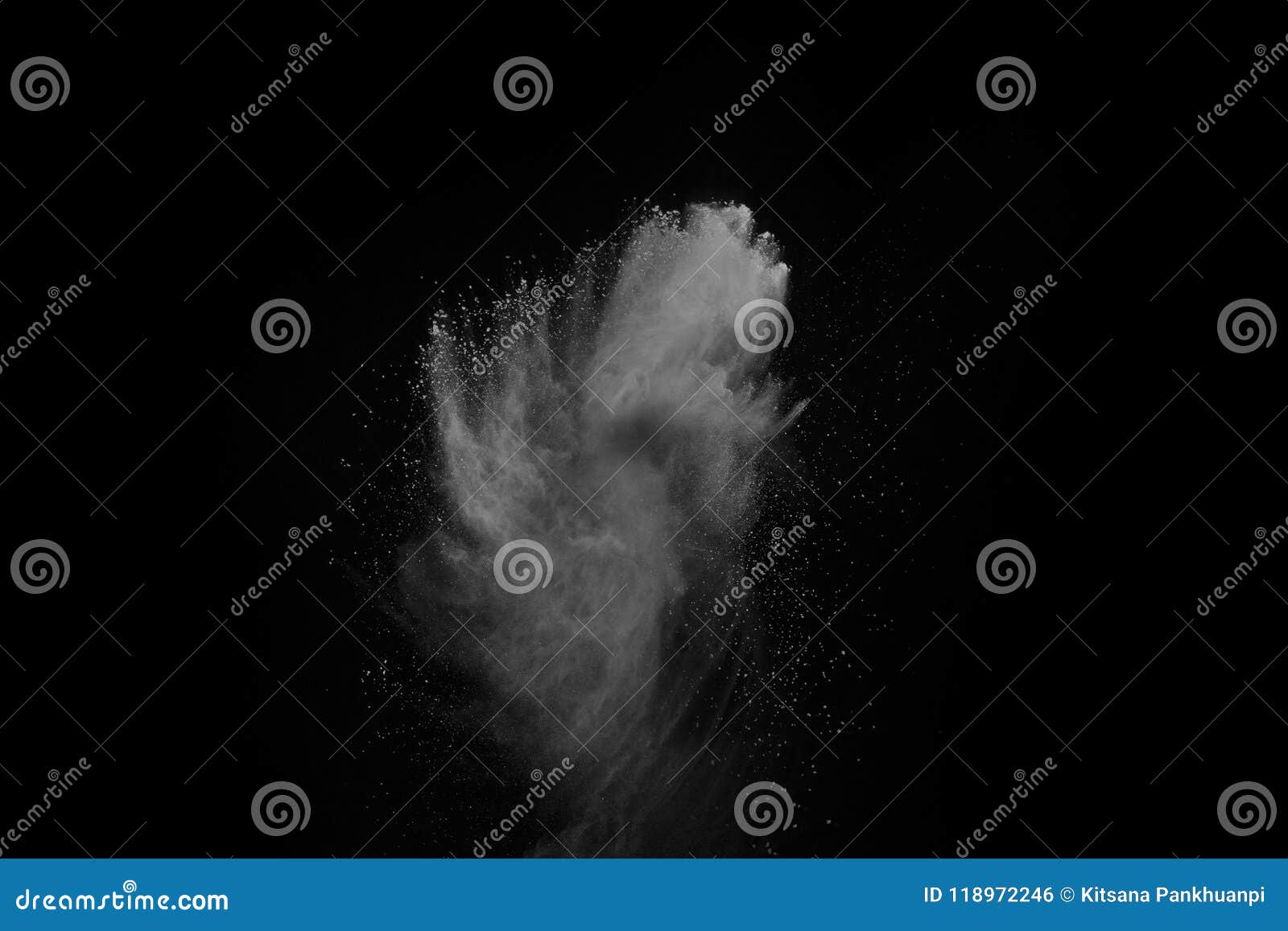 Freeze Motion of White Color Powder Exploding on Black Background ...