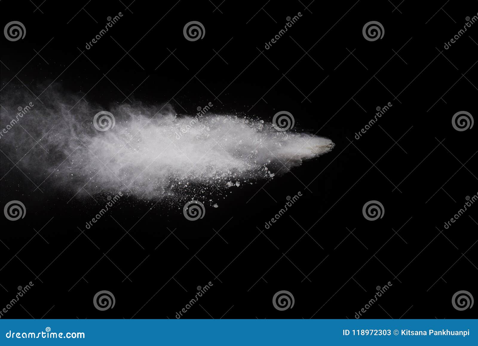 Freeze Motion of White Color Powder Exploding on Black Background ...