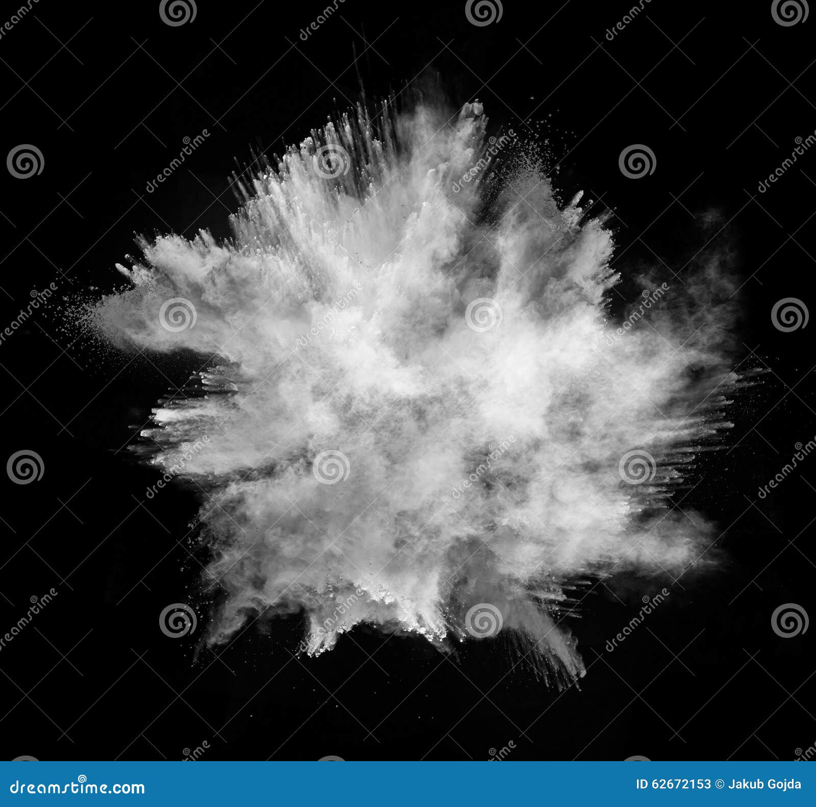 Freeze Motion of White Dust Explosions on Black Stock Image - Image of ...