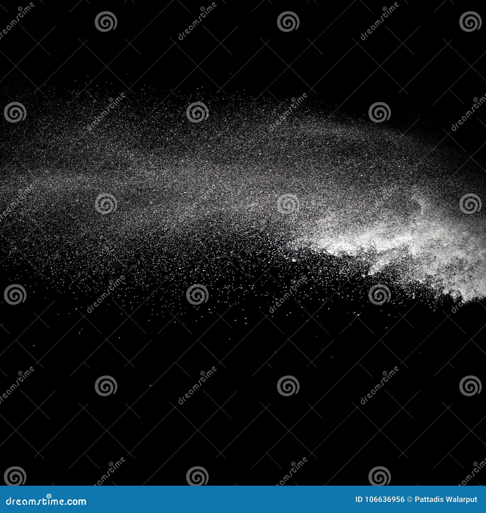 Freeze Motion of White Particles on Black Background. Stock Photo ...