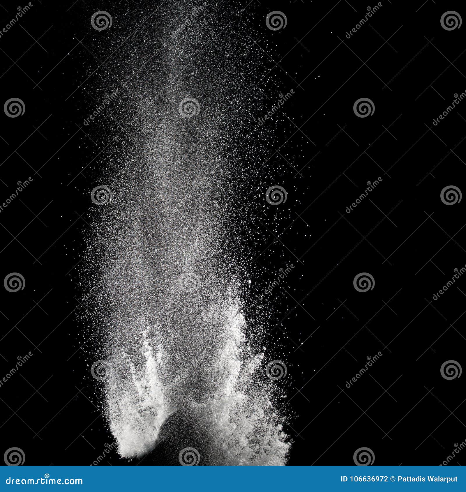 Freeze Motion of White Particles on Black Background. Stock Photo ...