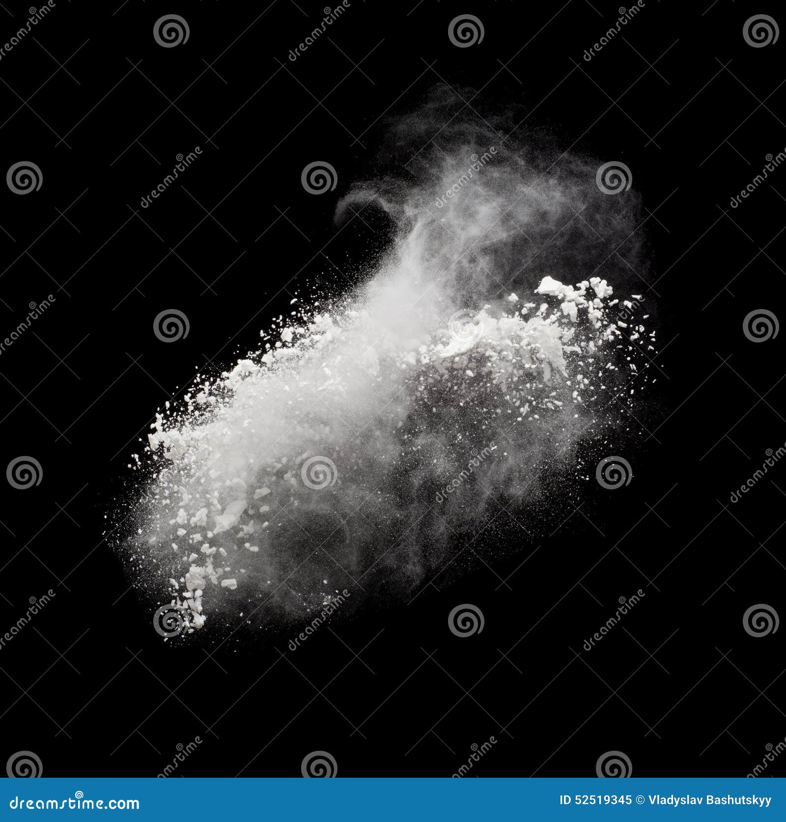 Freeze Motion of White Powder Exploding, Isolated Stock Image - Image ...