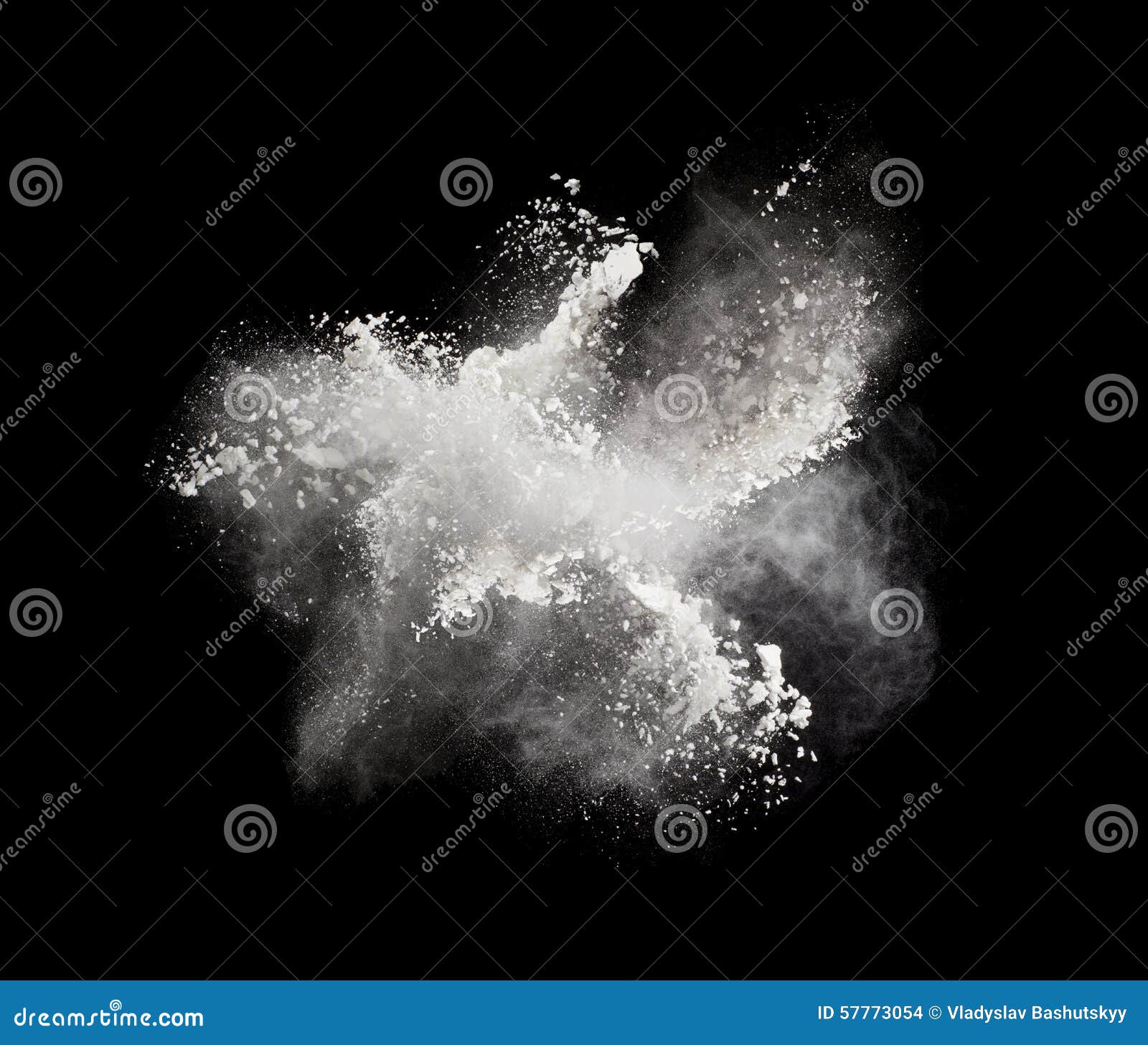 Freeze Motion of White Powder Exploding, Isolated Stock Photo - Image ...