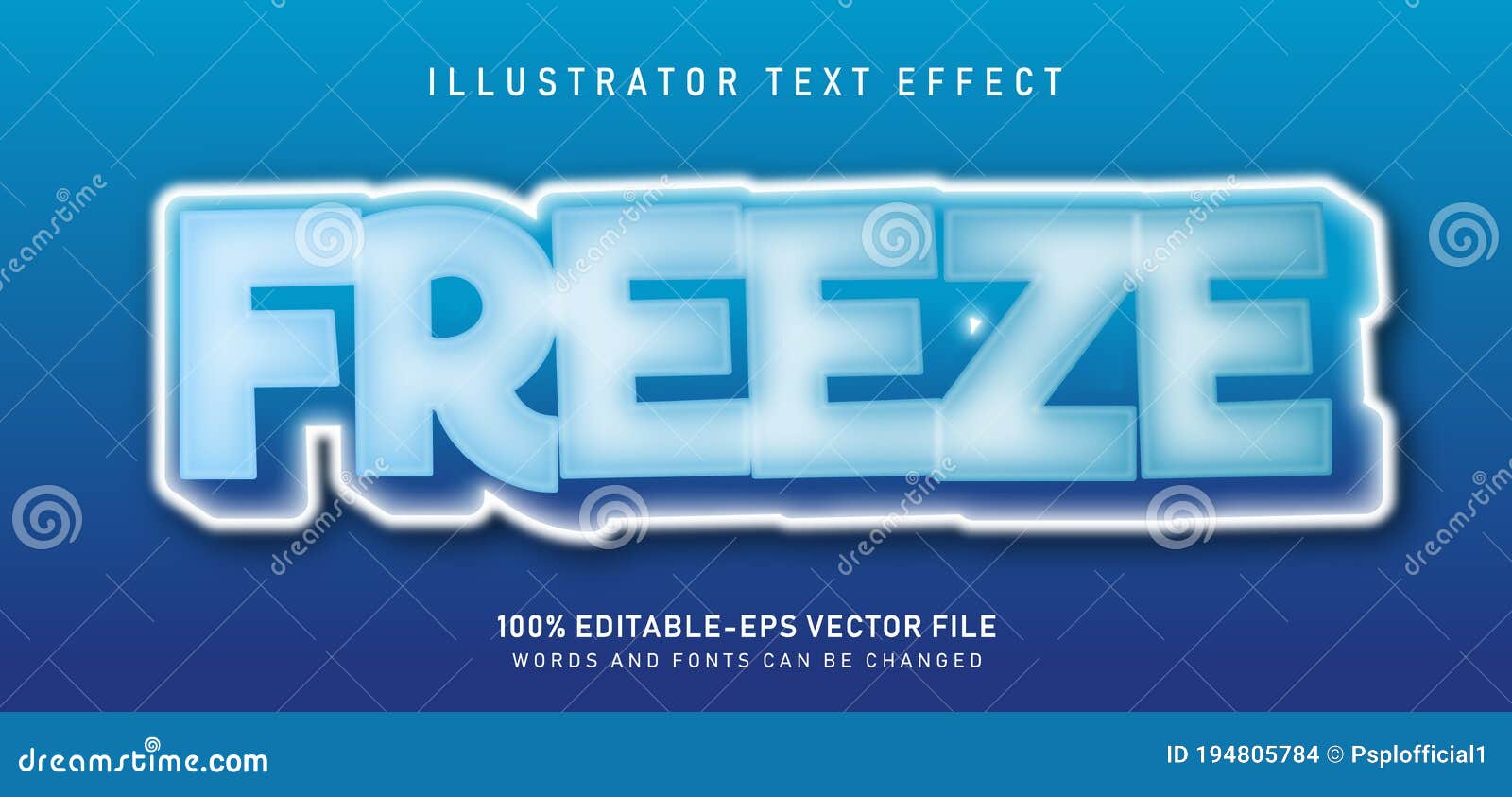 Freeze Text Effect Design Vector Stock Vector - Illustration of word ...