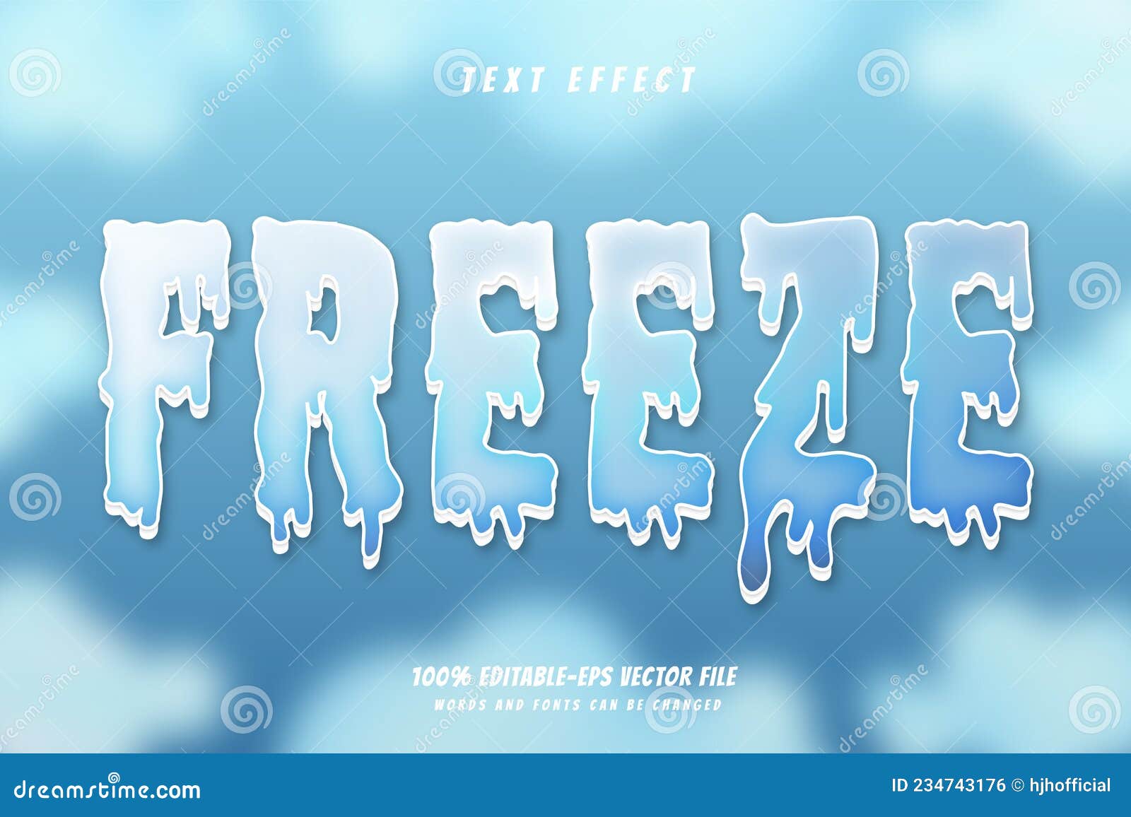 Freeze Text Effect Design Vector Stock Vector - Illustration of cute ...