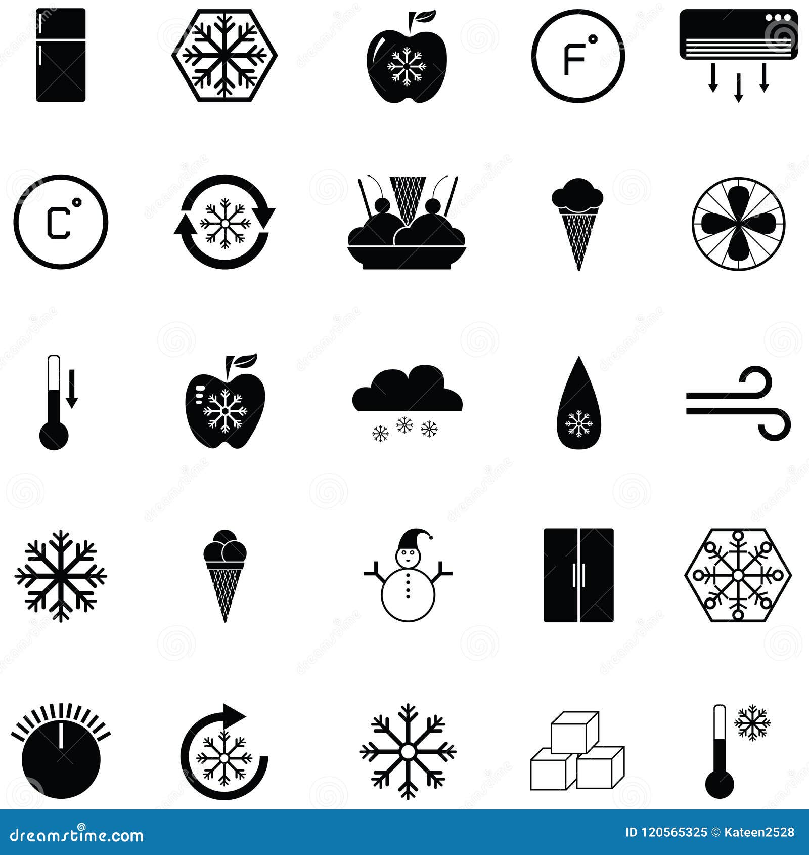 Freezer icon set stock vector. Illustration of thin - 120565325