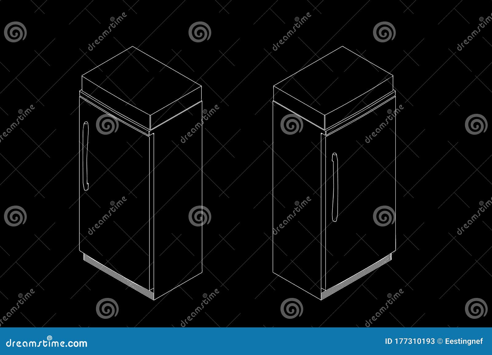 Freezer. Vector Outline Illustration Stock Vector - Illustration of ...