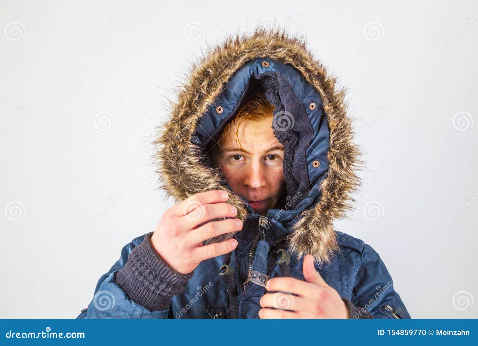 Freezing Boy in Winter Clothes Stock Photo - Image of teenager ...