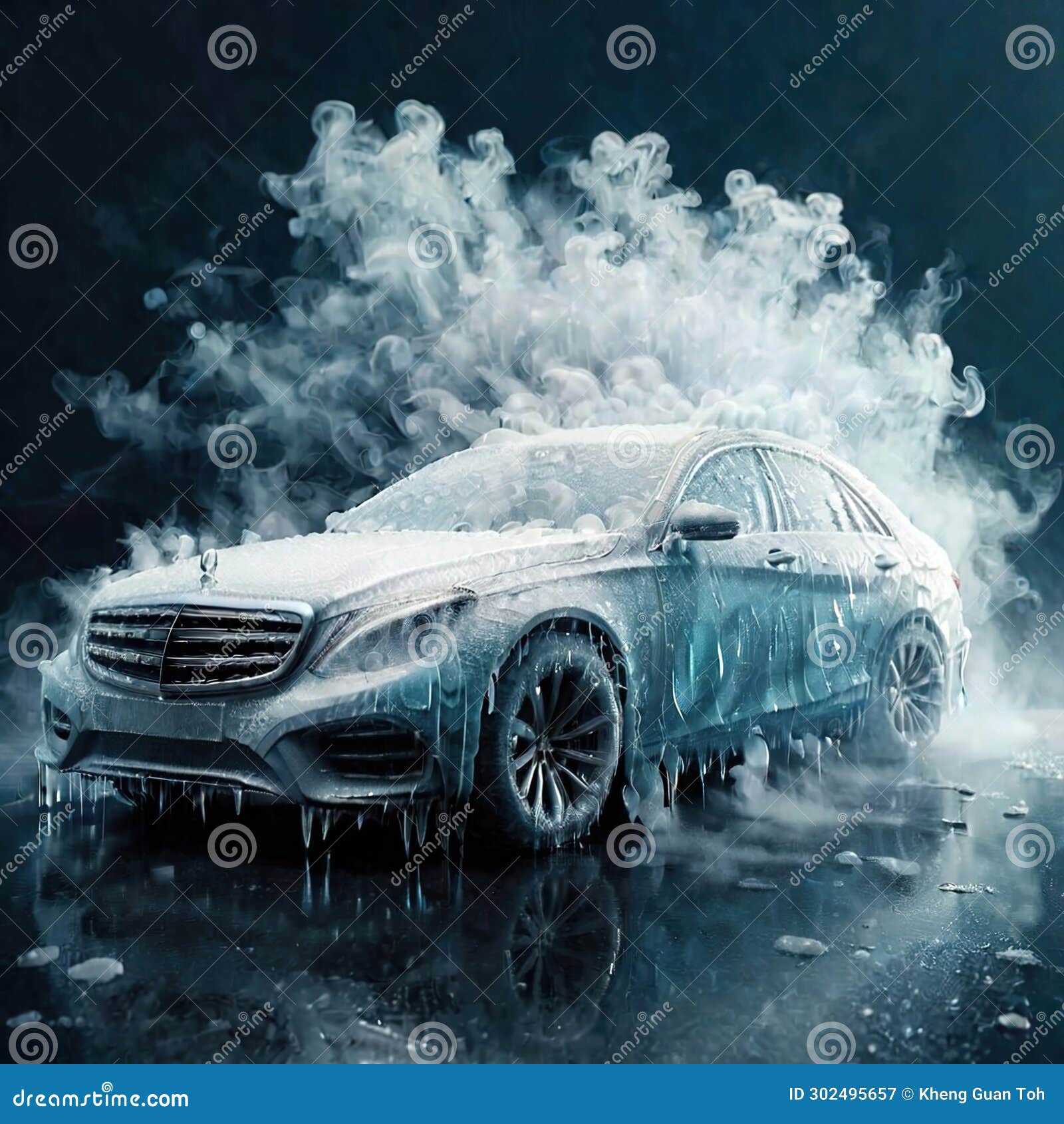 Freezing Car Automobile, Cold Frozen and Covered with Ice Stock ...